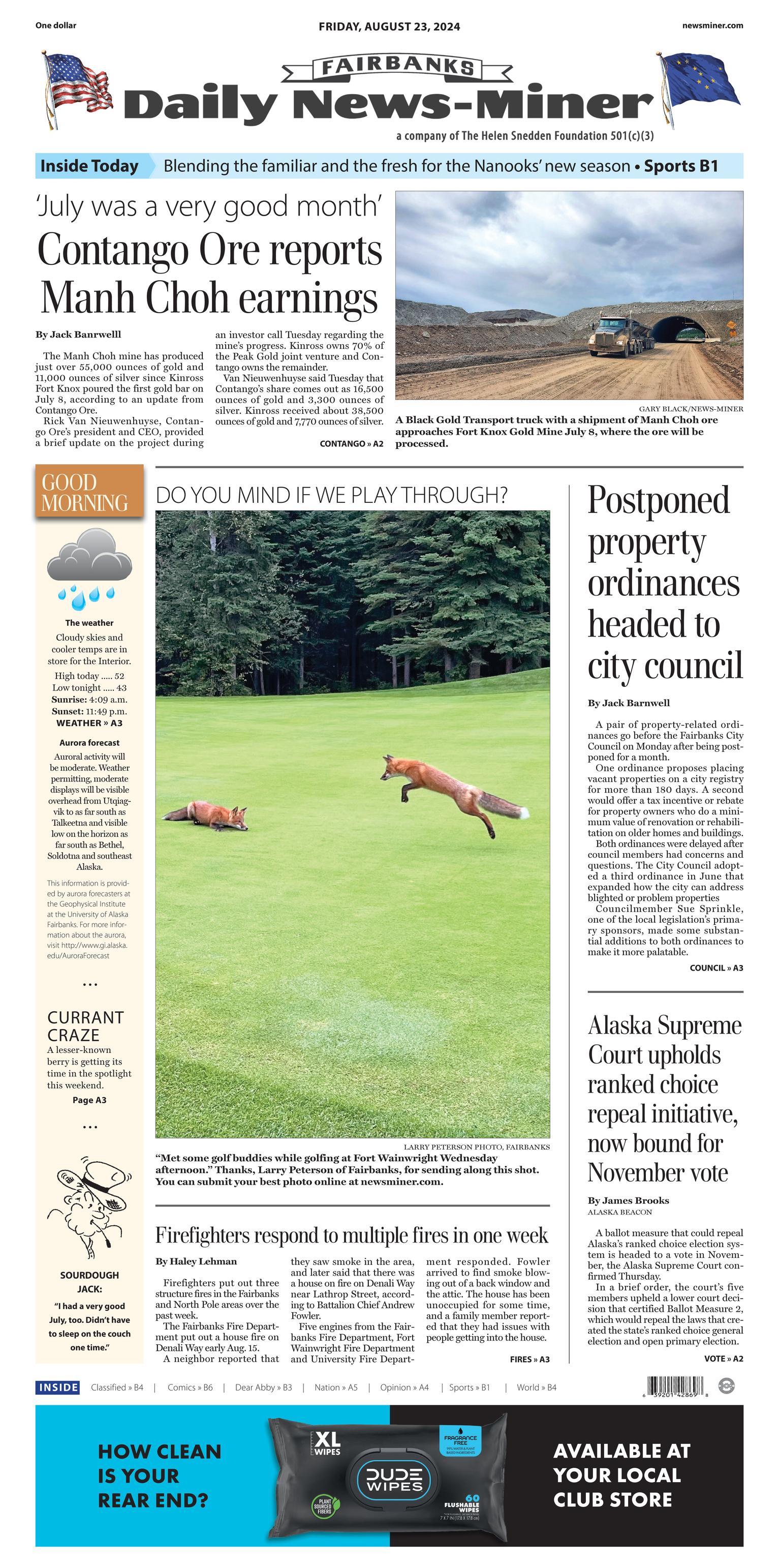 Fairbanks Daily News-Miner Front Page