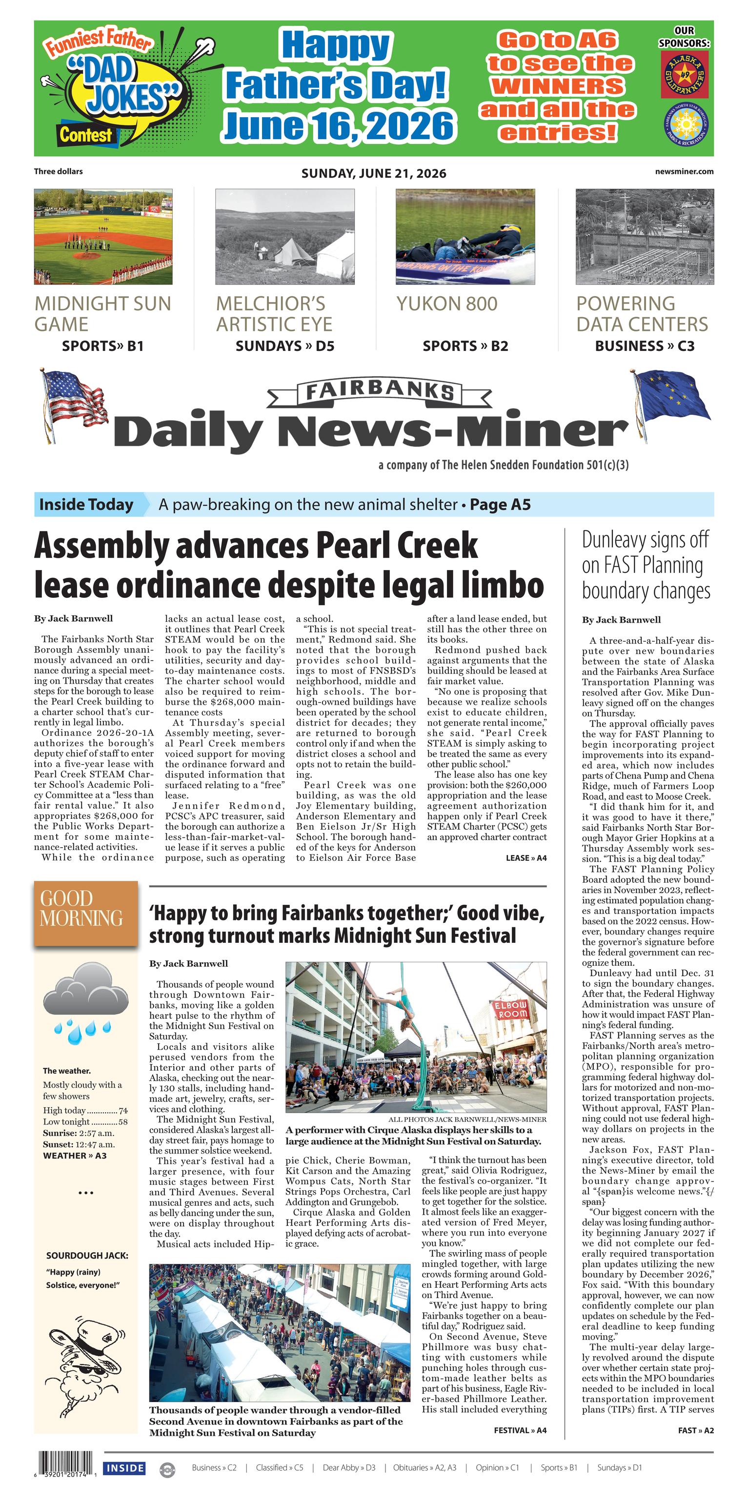 Fairbanks Daily News-Miner Front Page