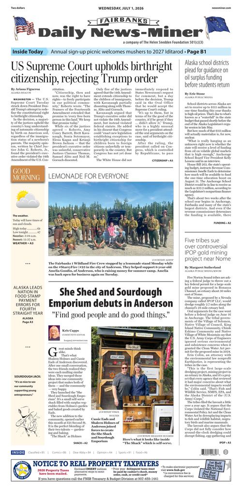 Fairbanks Daily News-Miner Front Page