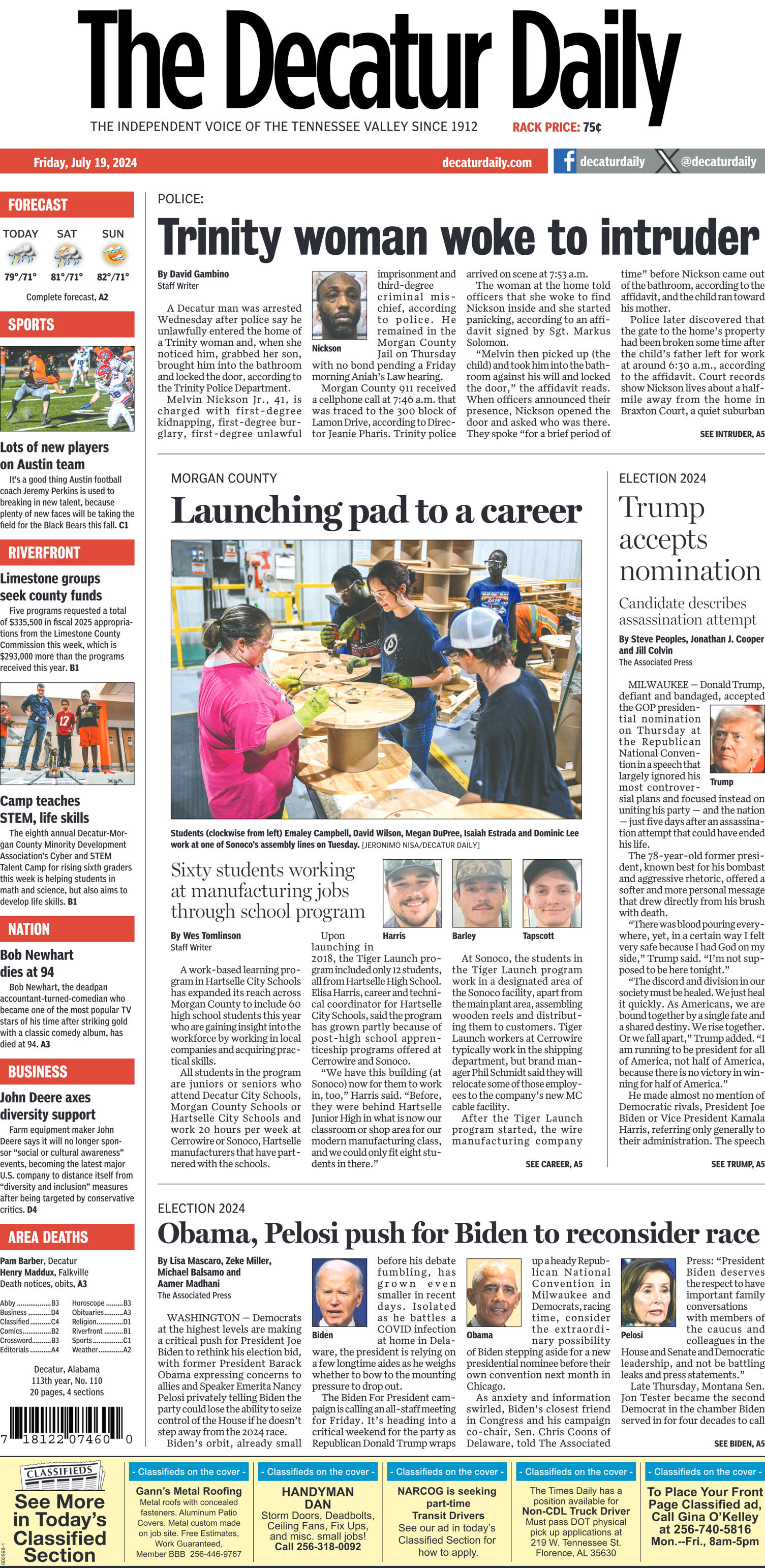 The Decatur Daily Front Page