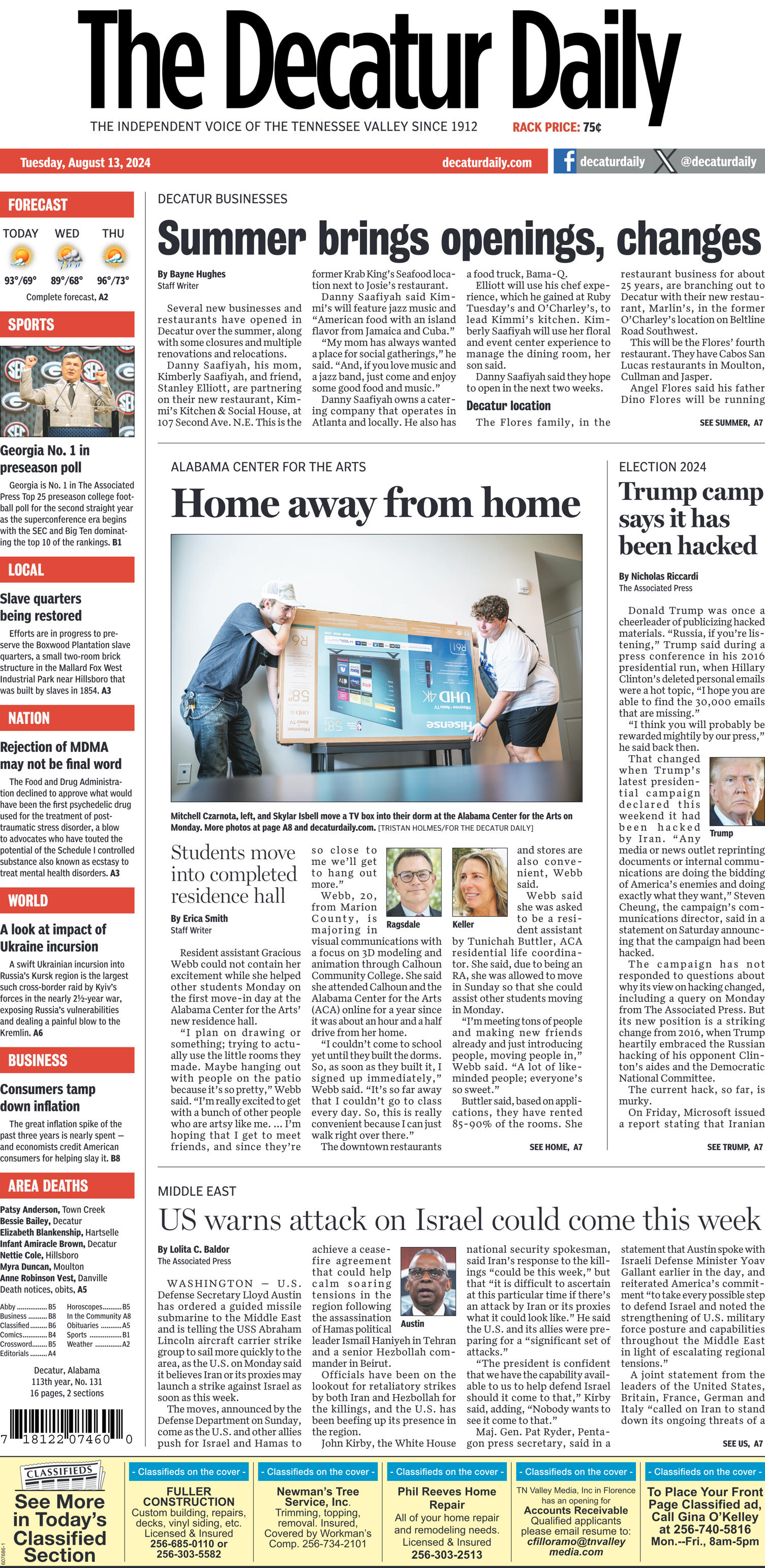 The Decatur Daily Front Page