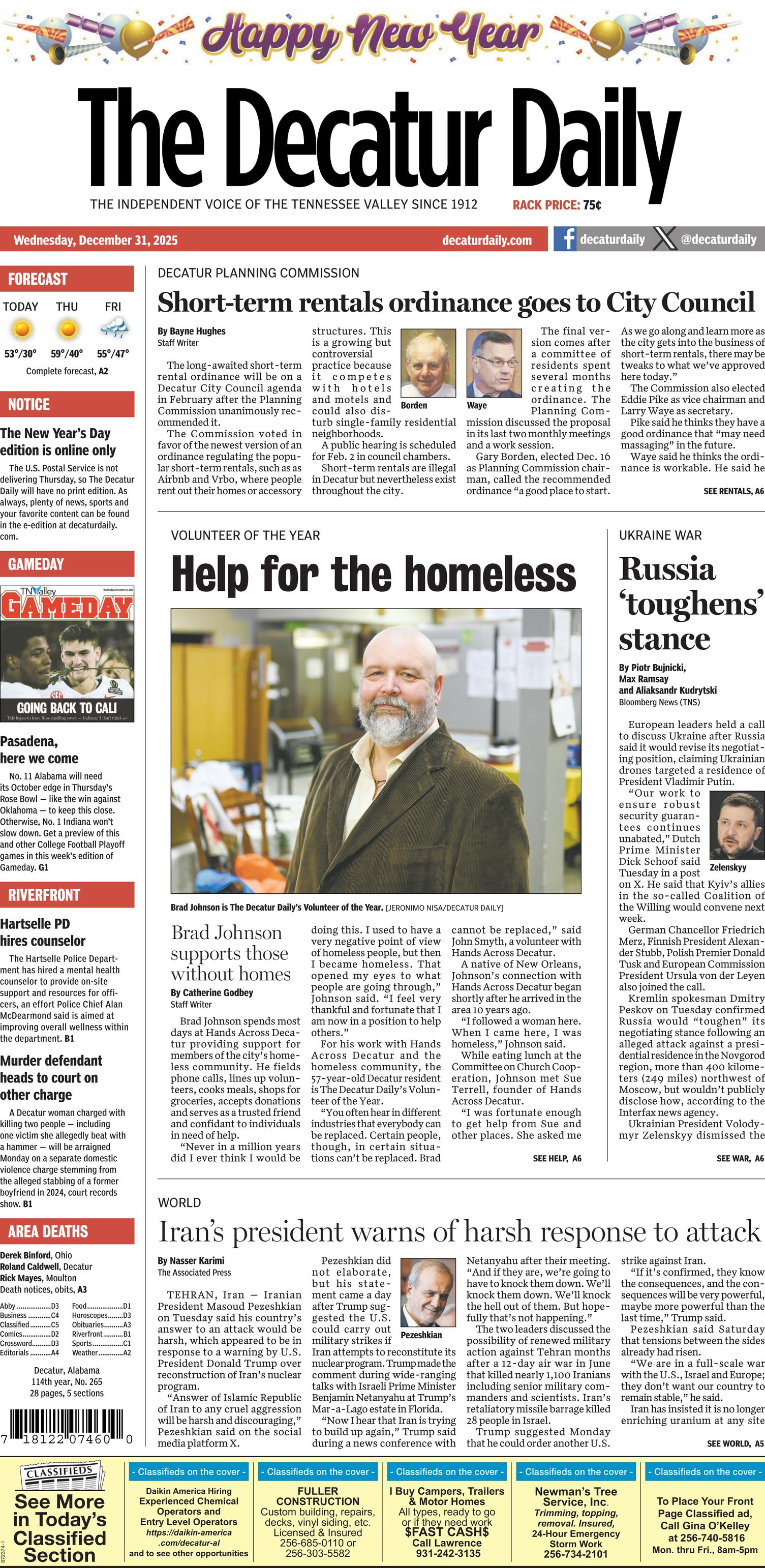 The Decatur Daily Front Page