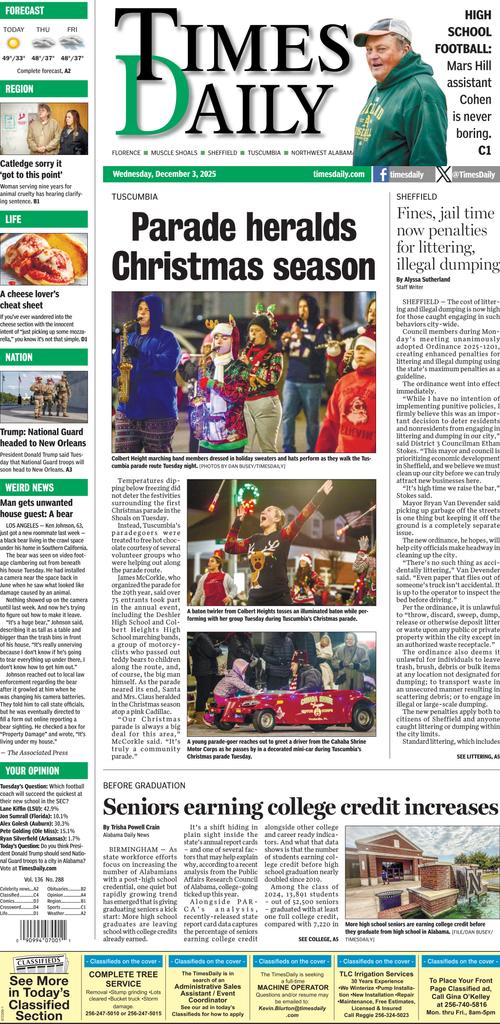 TimesDaily Front Page