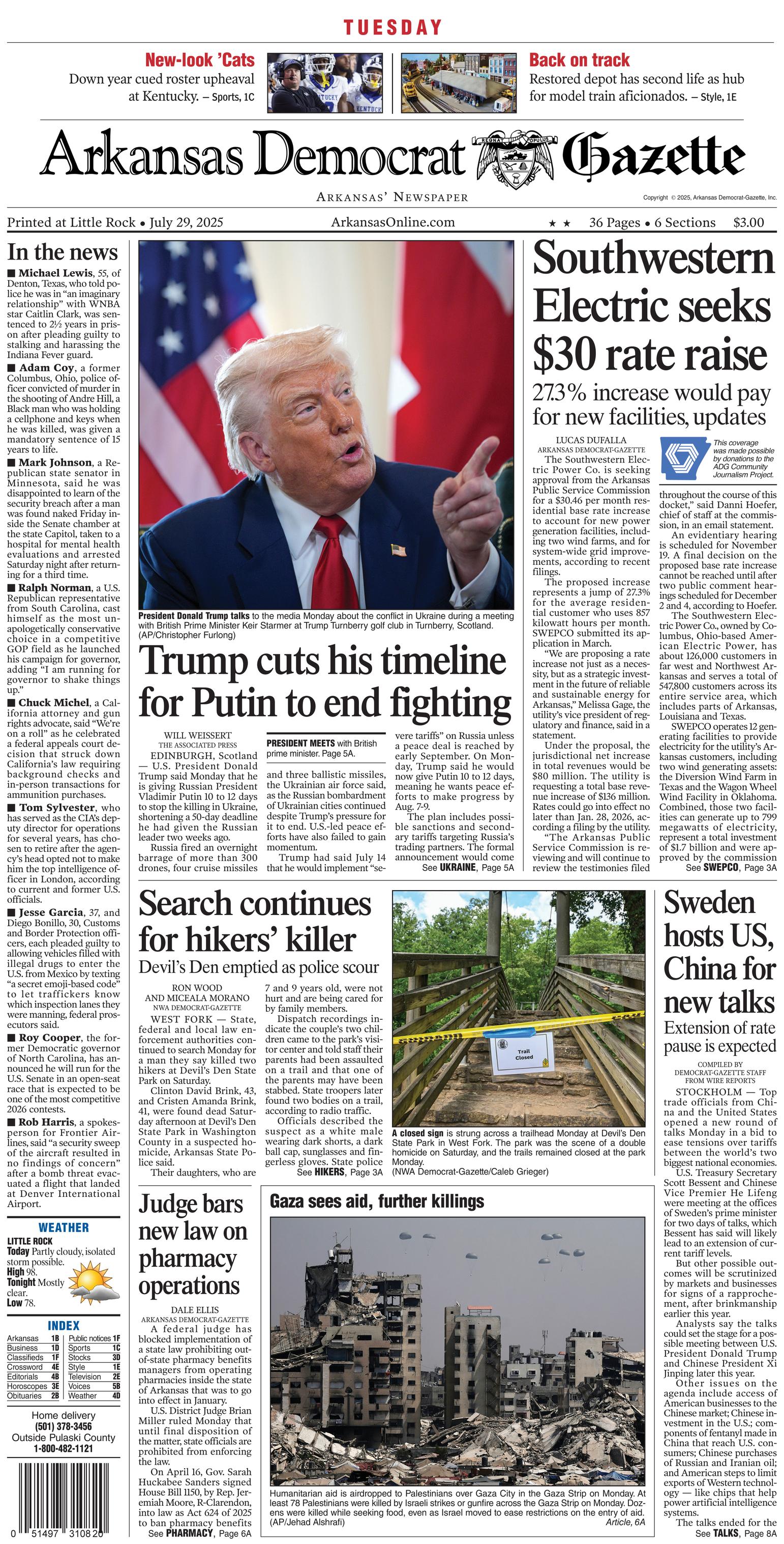 Arkansas Democrat-Gazette Front Page