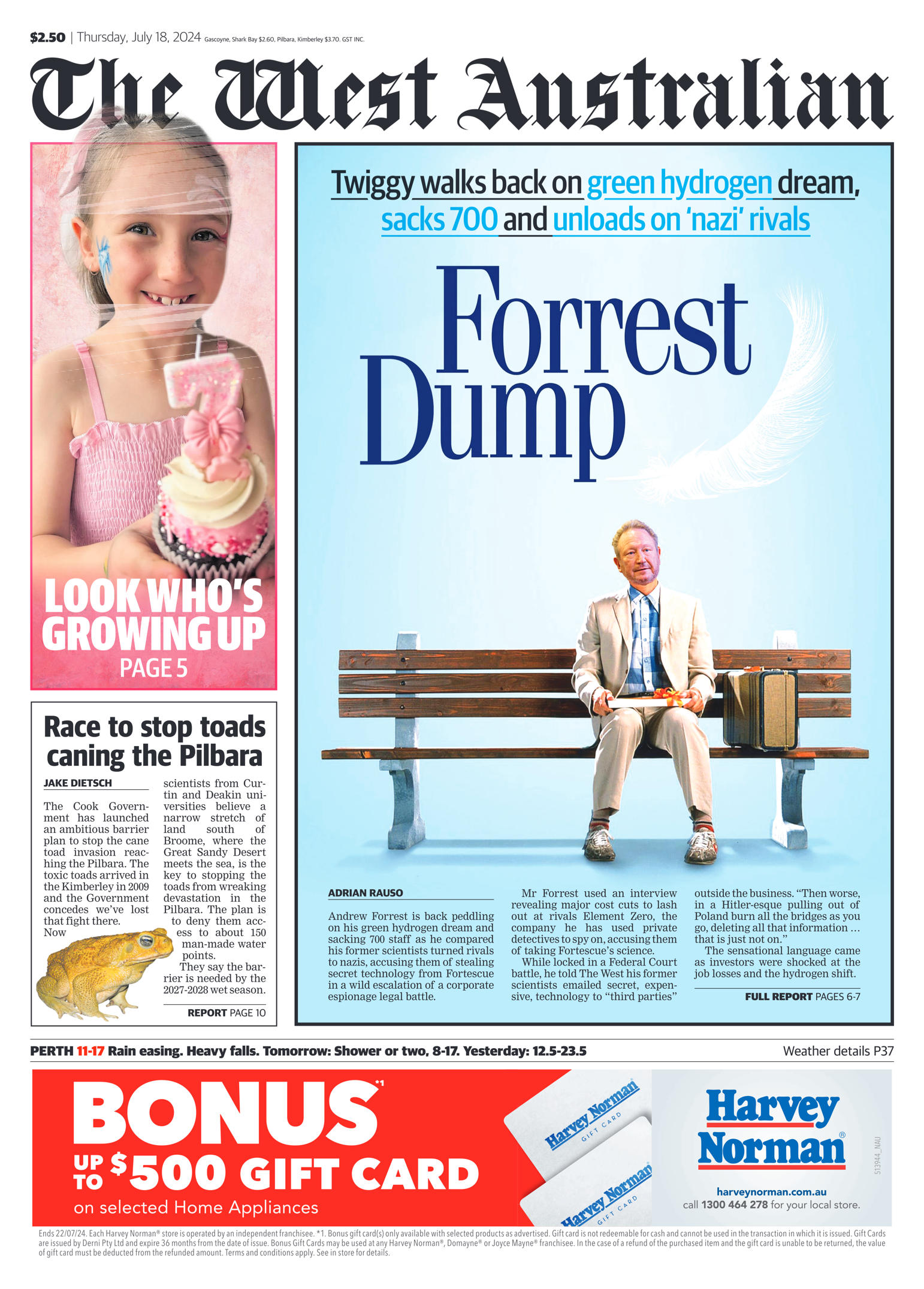 The West Australian Front Page