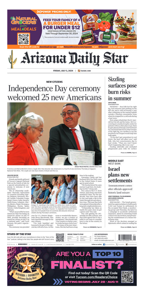 Arizona Daily Star Front Page