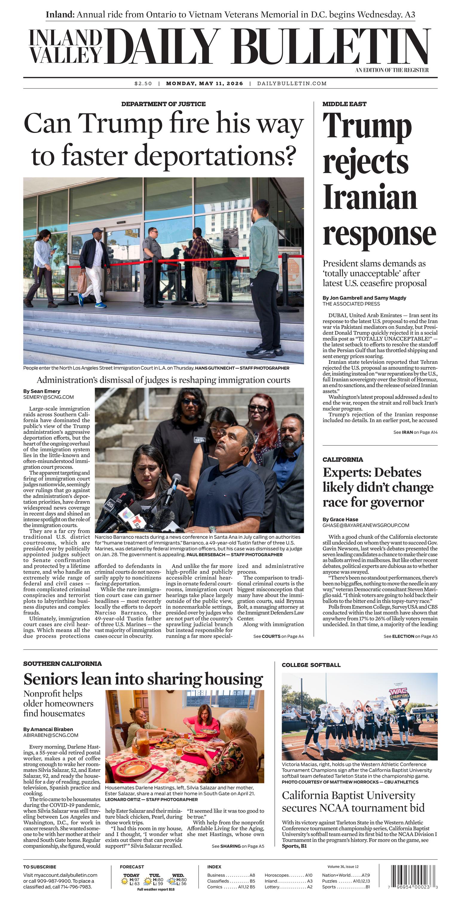 Inland Valley Daily Bulletin Front Page