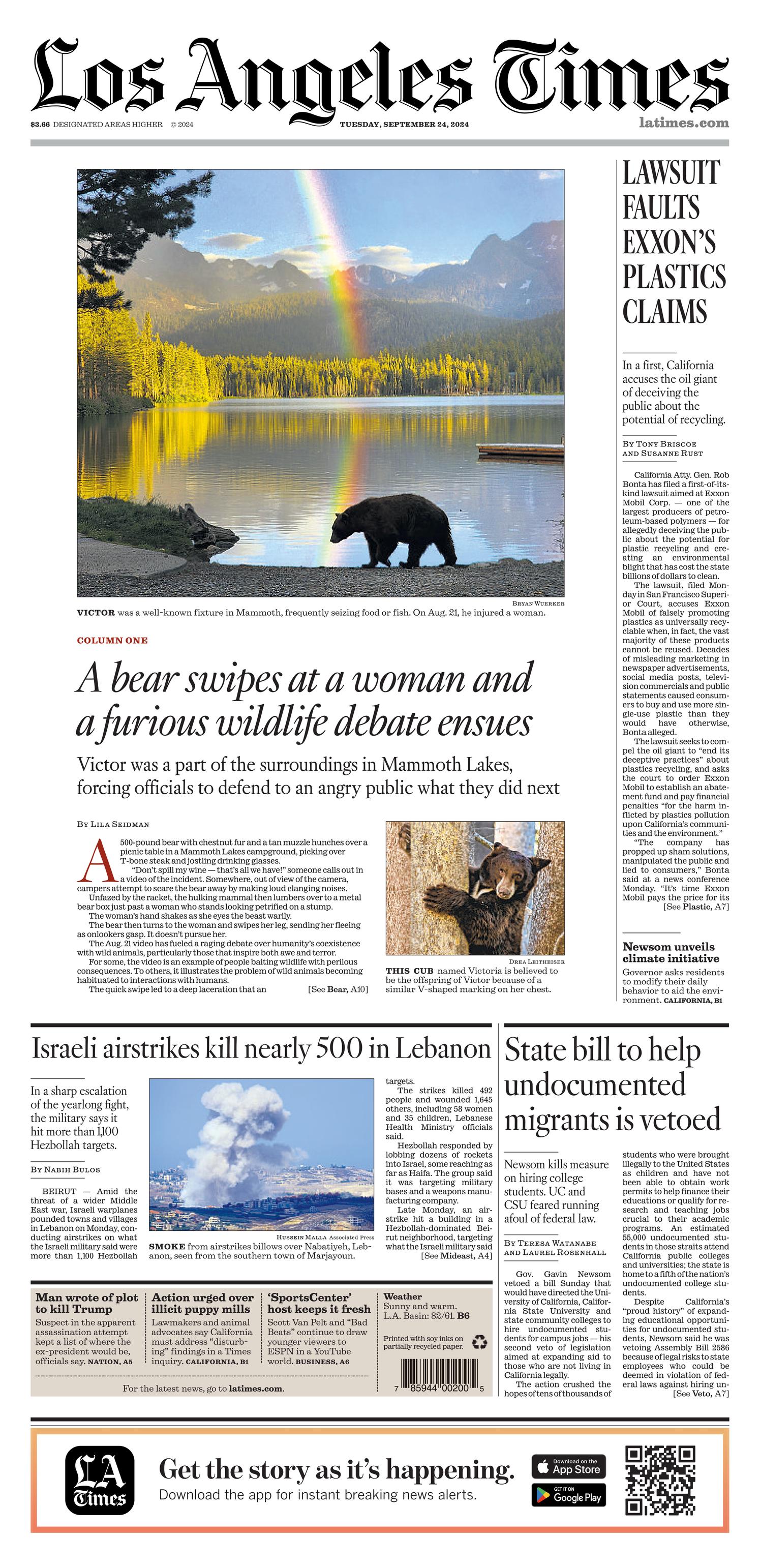 Los Angeles Times Front Page