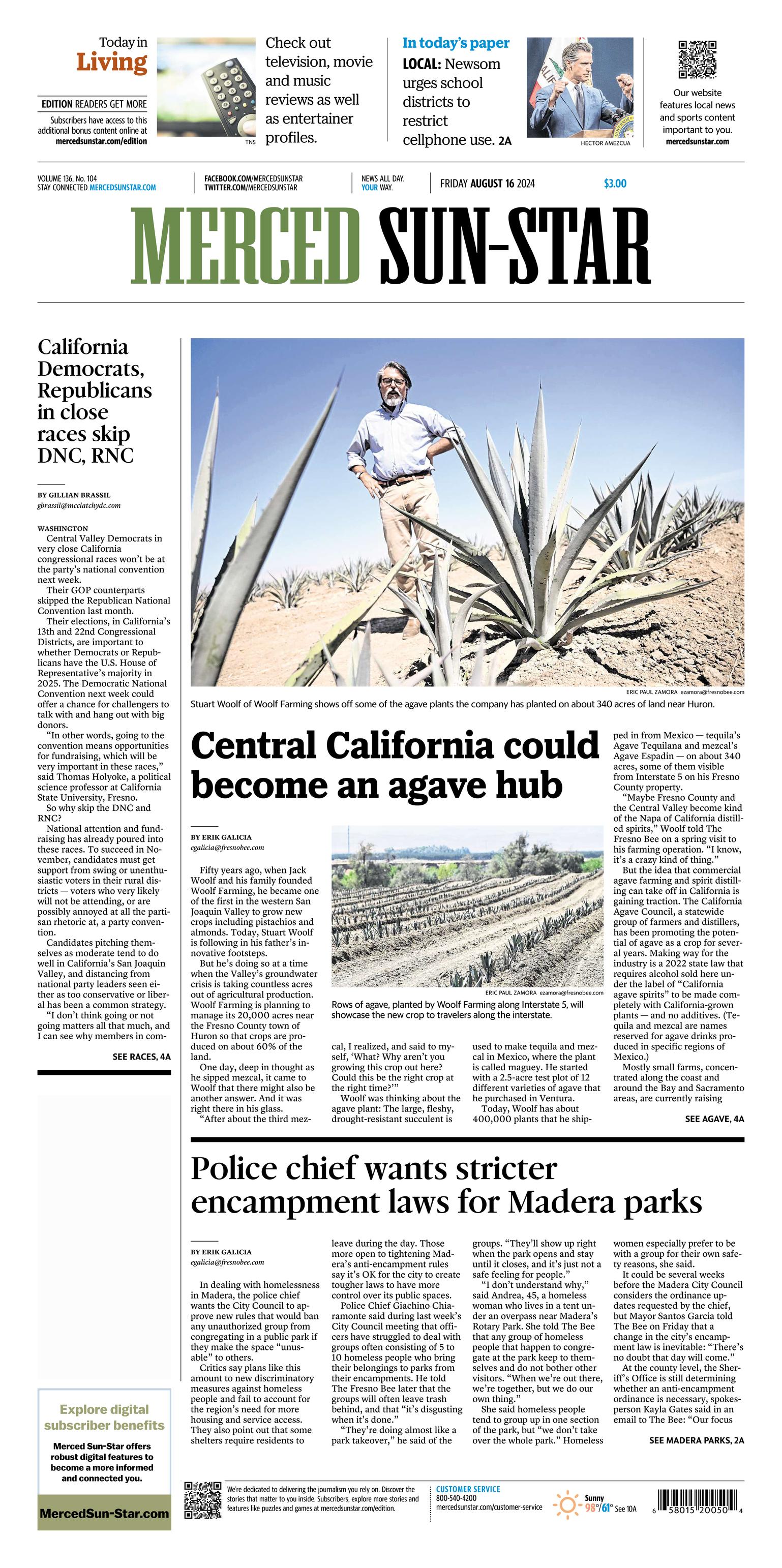 Merced Sun-Star Front Page