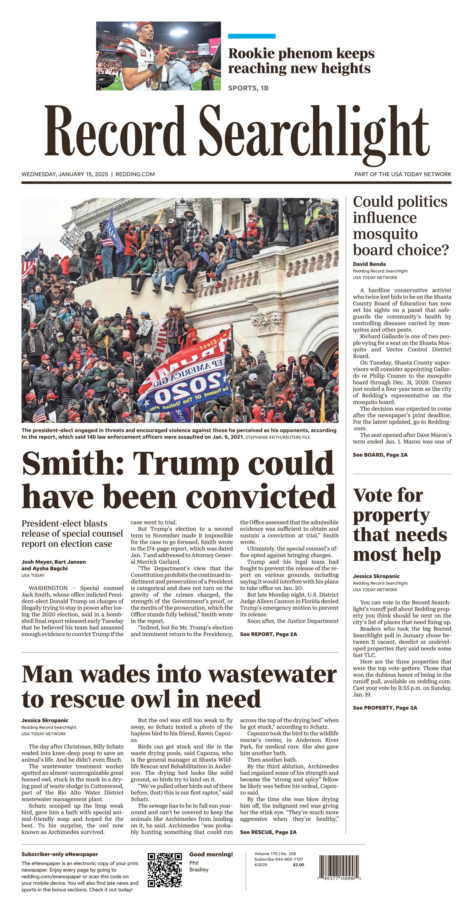 Record Searchlight Front Page