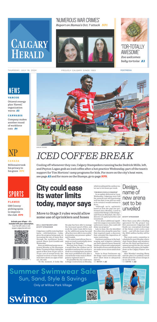 Calgary Herald Front Page