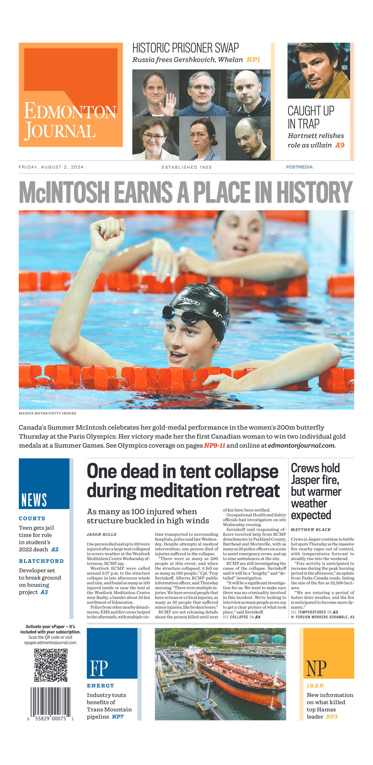 Edmonton Journal Front Page