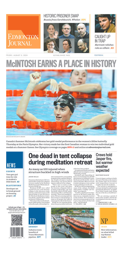 Edmonton Journal Front Page