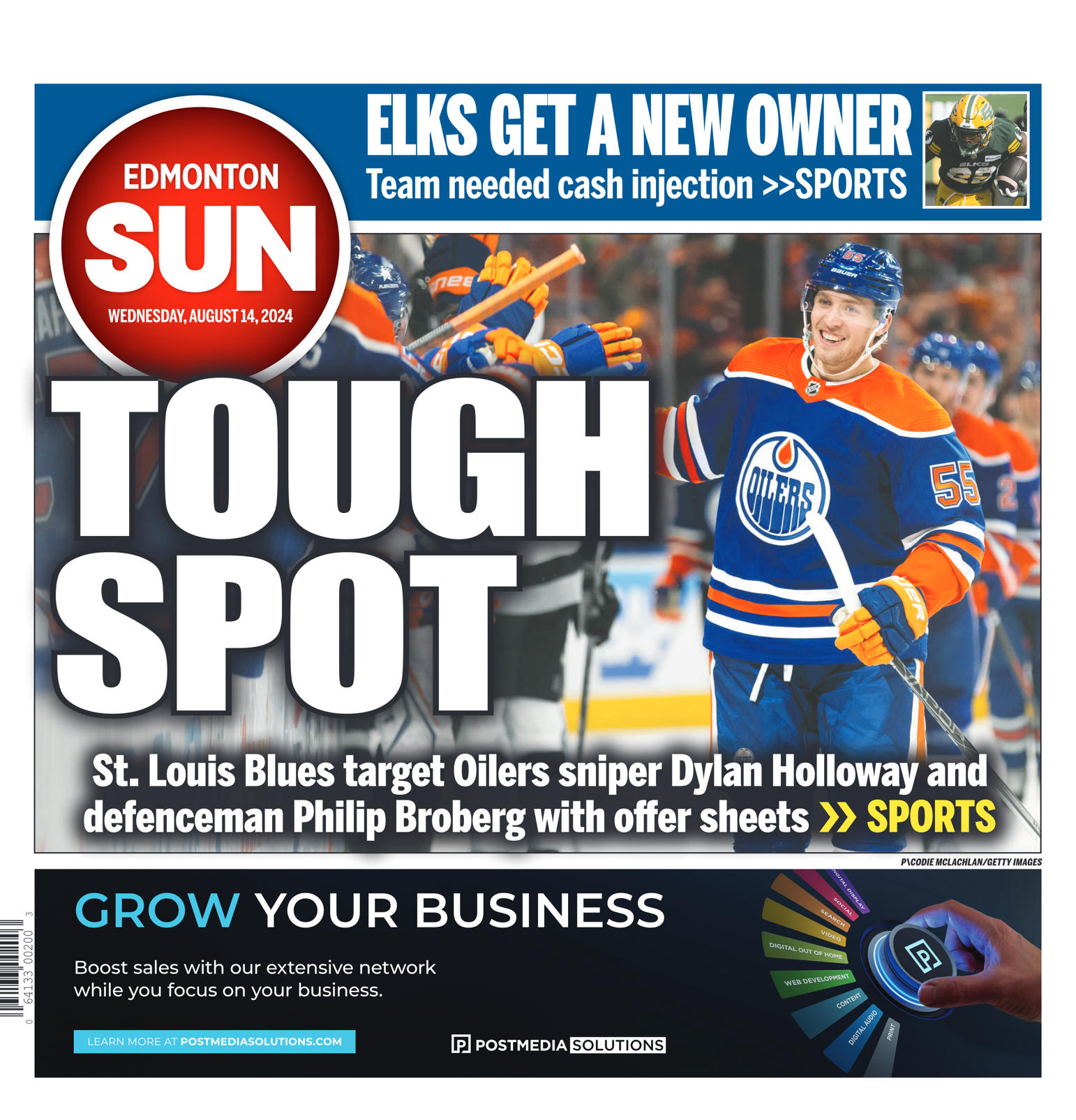 Edmonton Sun Front Page
