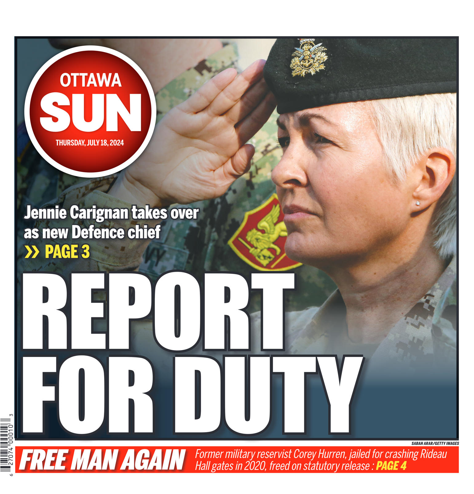 The Ottawa Sun Front Page