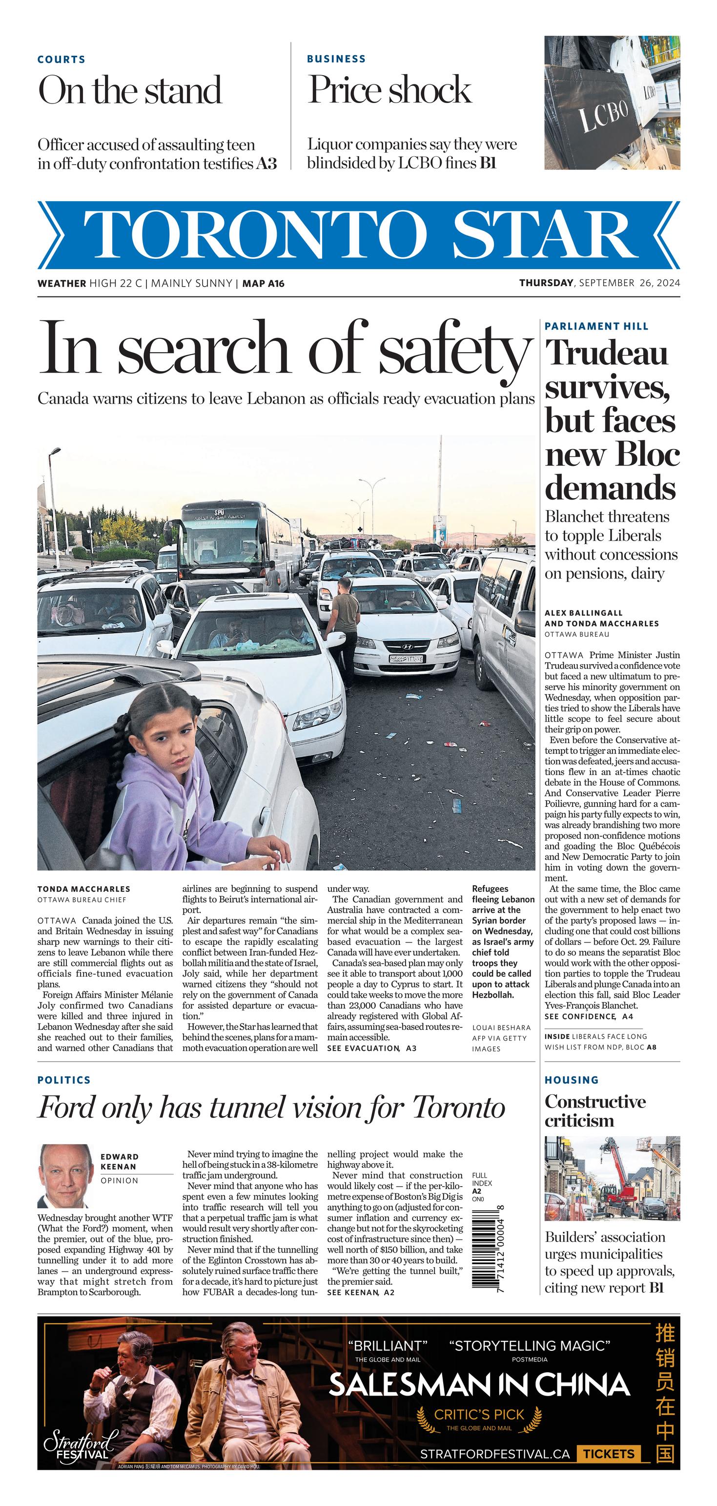 Toronto Star Front Page
