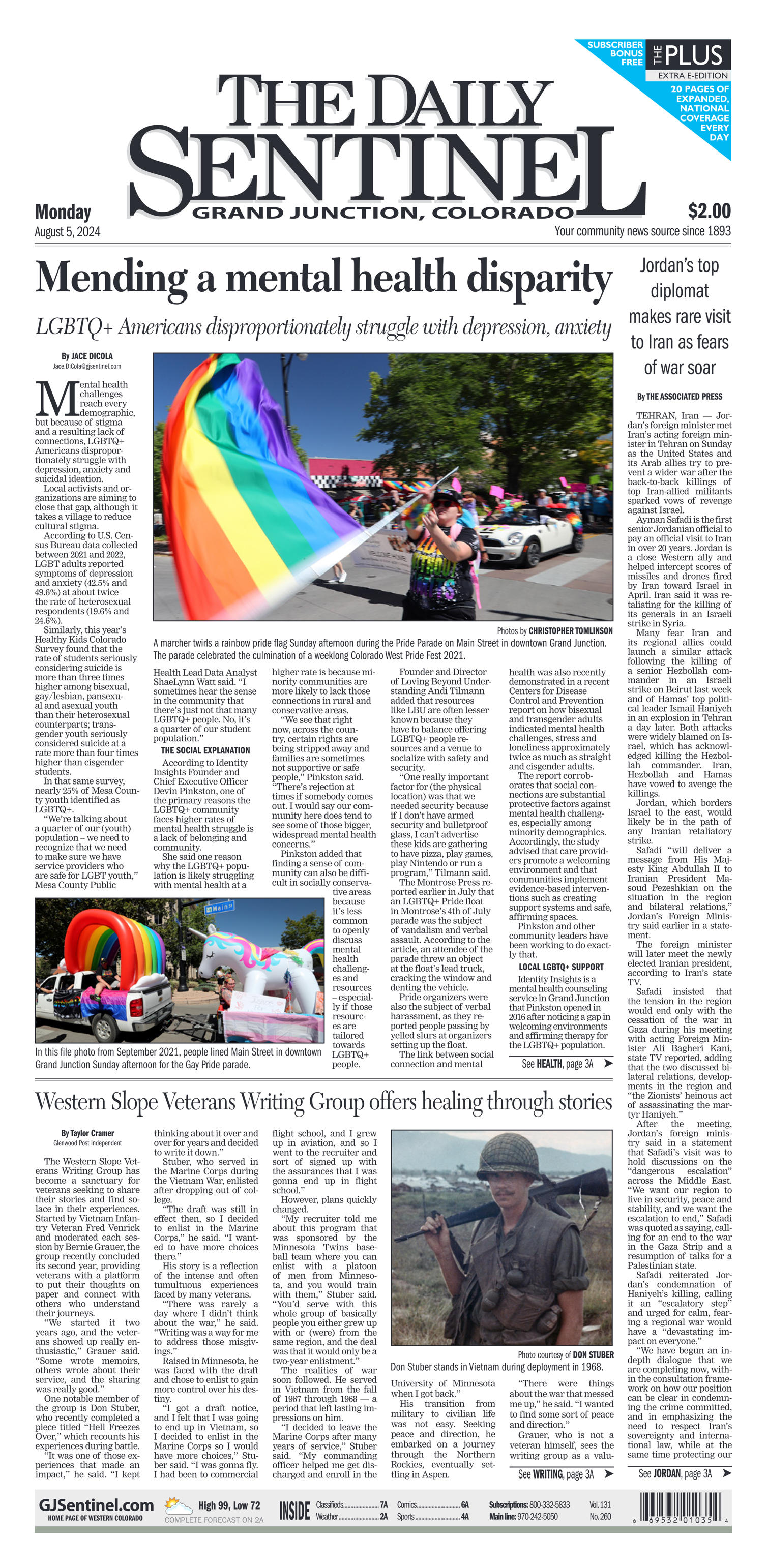The Daily Sentinel Front Page