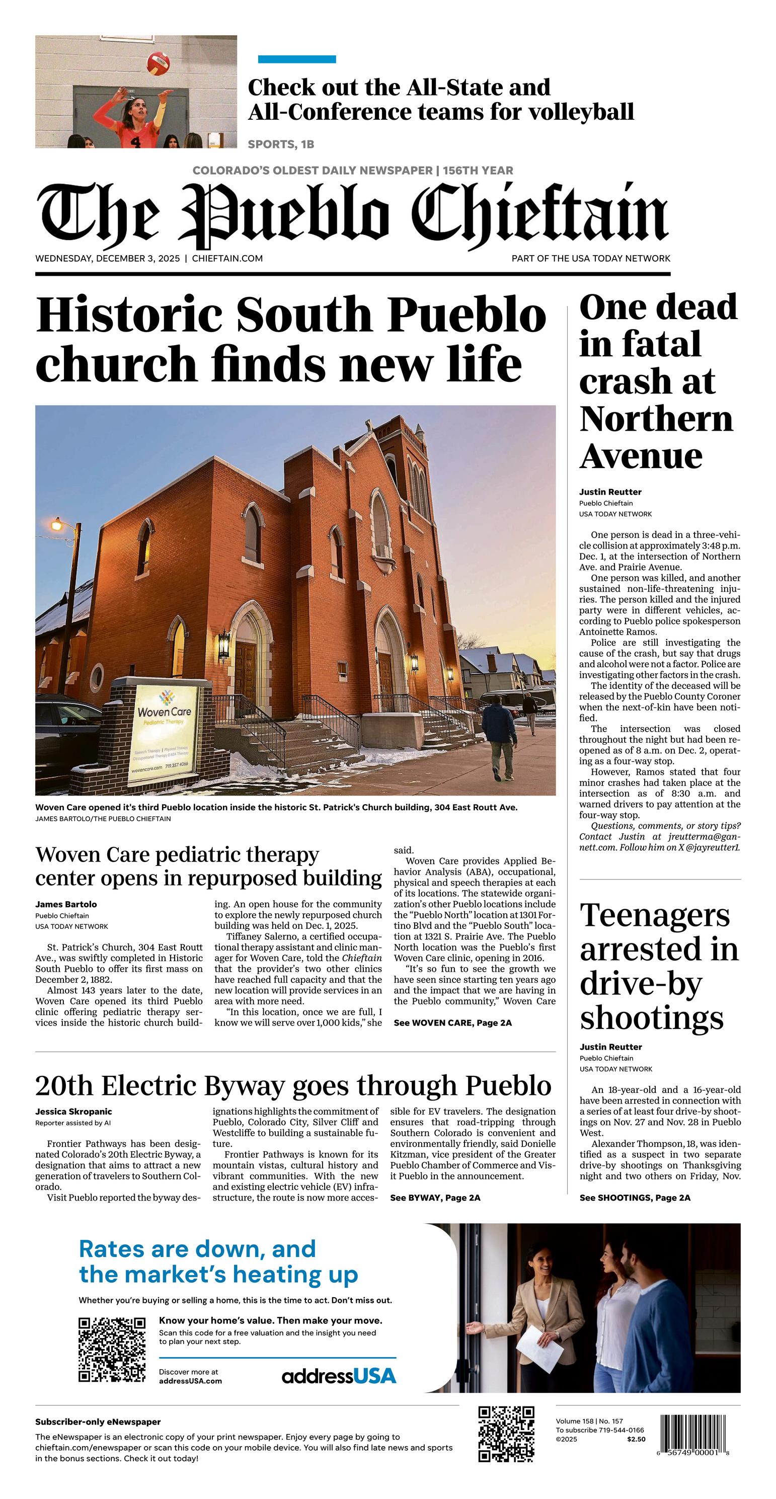 Pueblo Chieftain Front Page