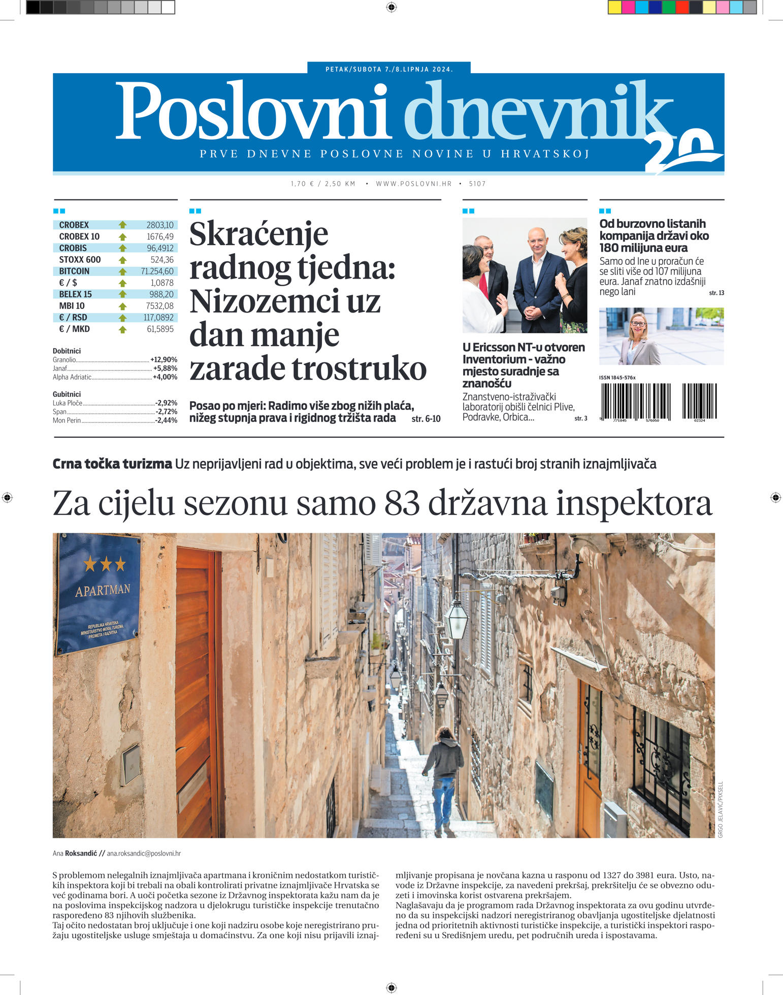 Vecernji List Front Page
