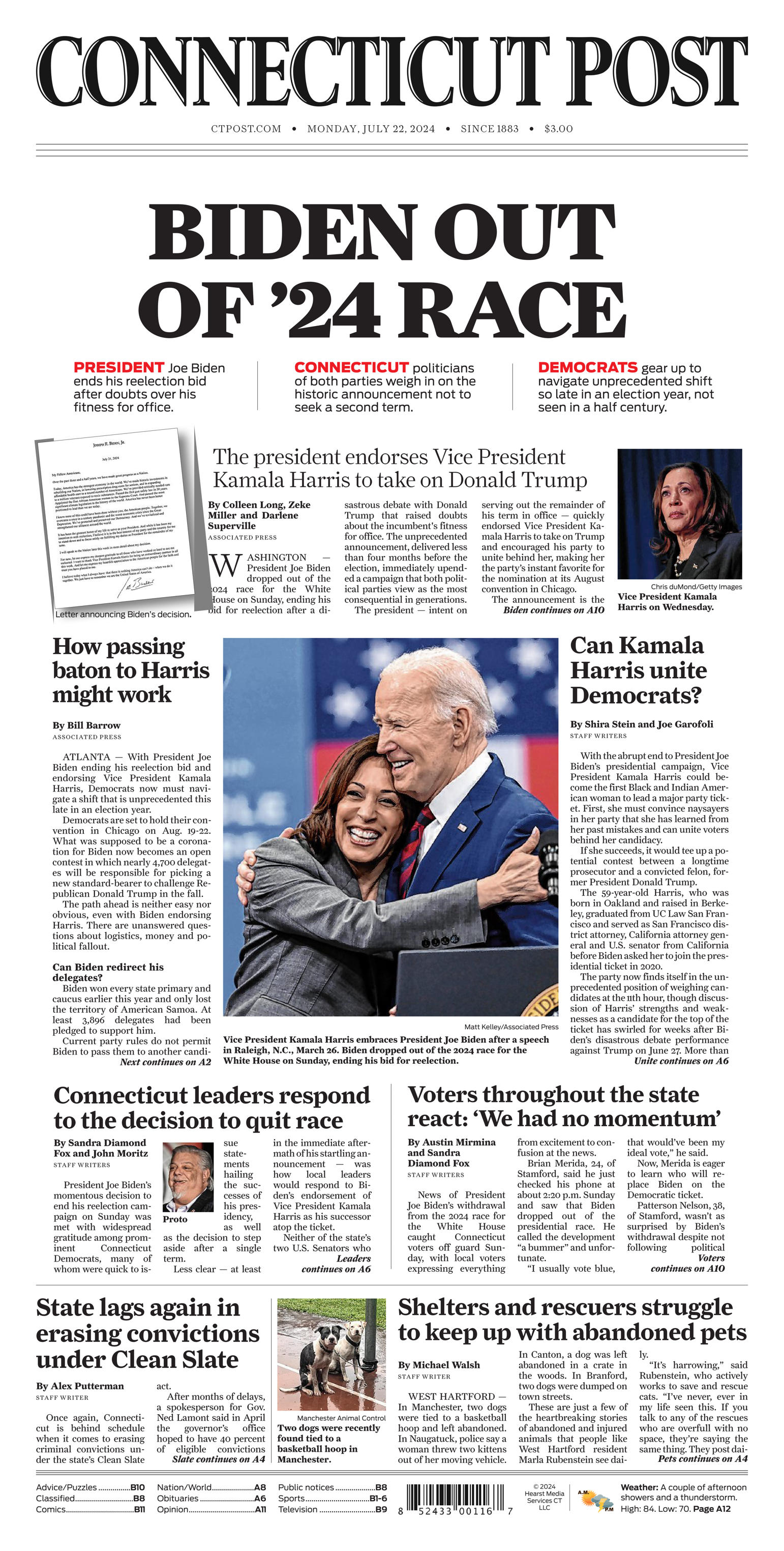 Connecticut Post Front Page