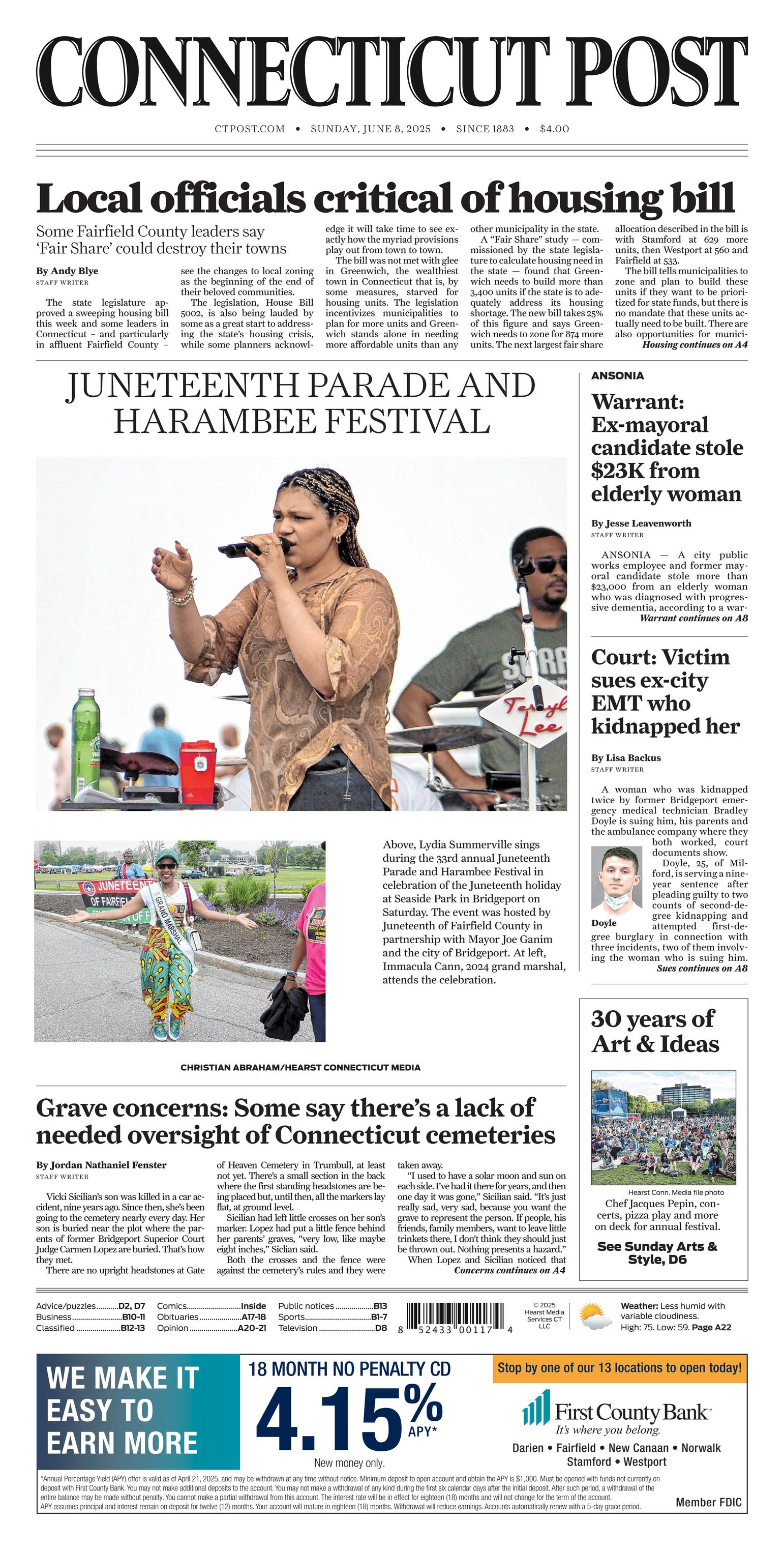 Connecticut Post Front Page
