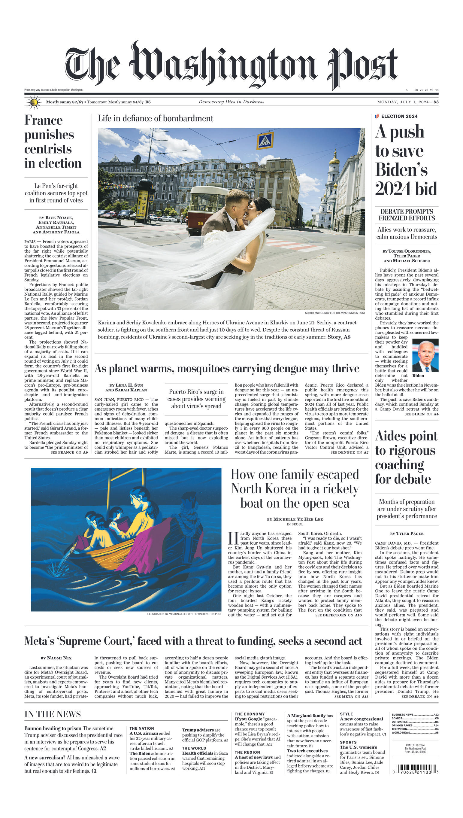 Washington Post this morning. Democracy may end. Details on A4 ...