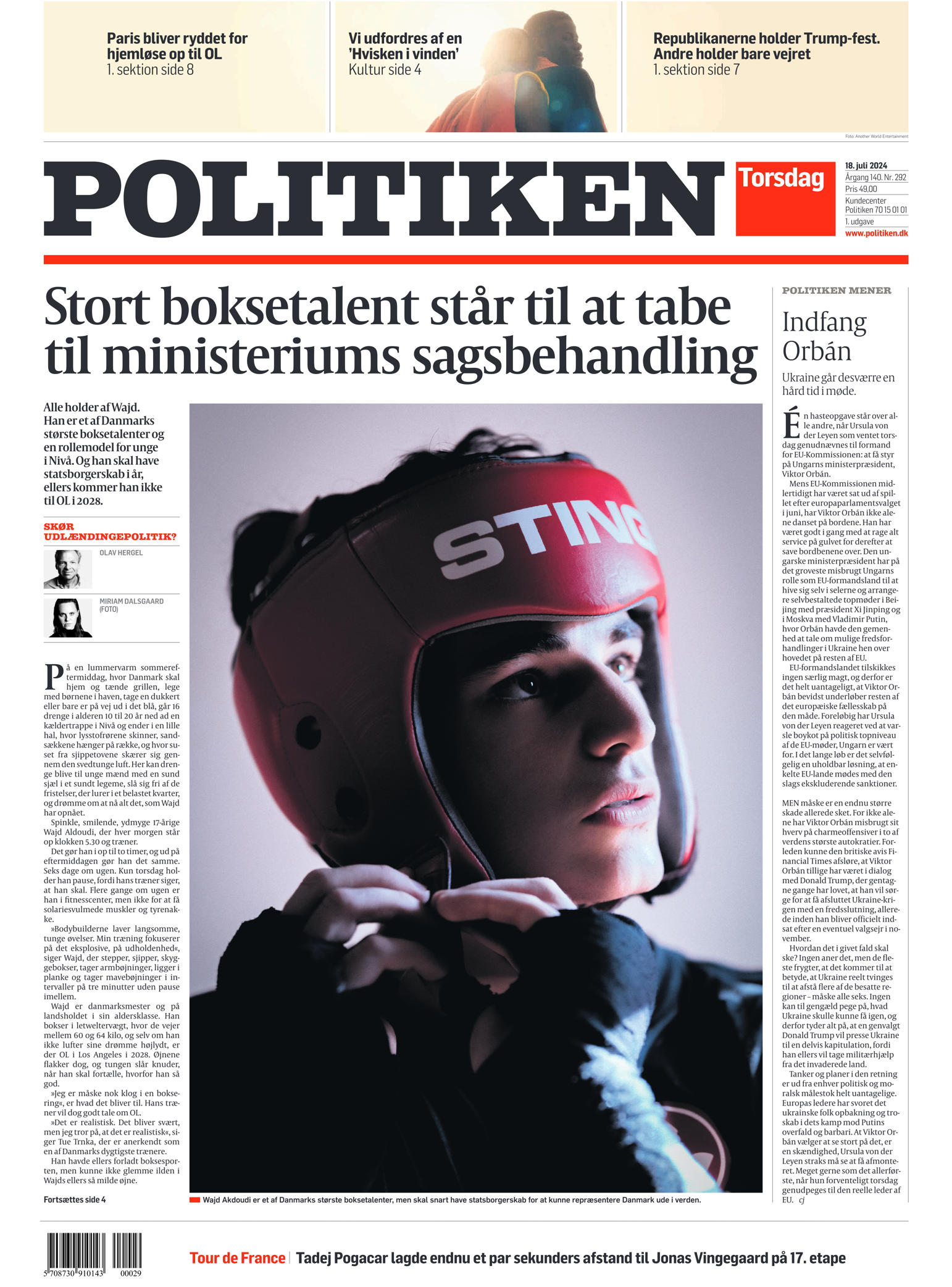 Politiken Front Page