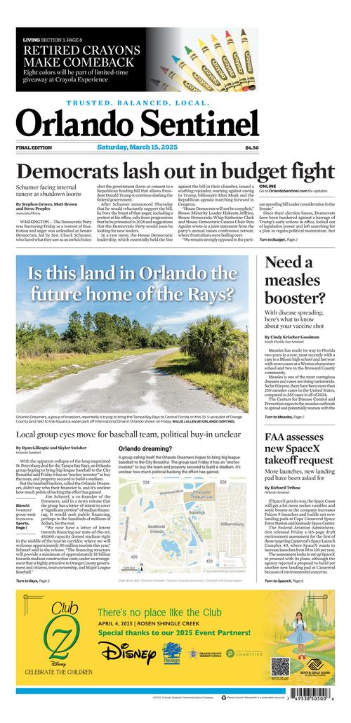 Orlando Sentinel Front Page
