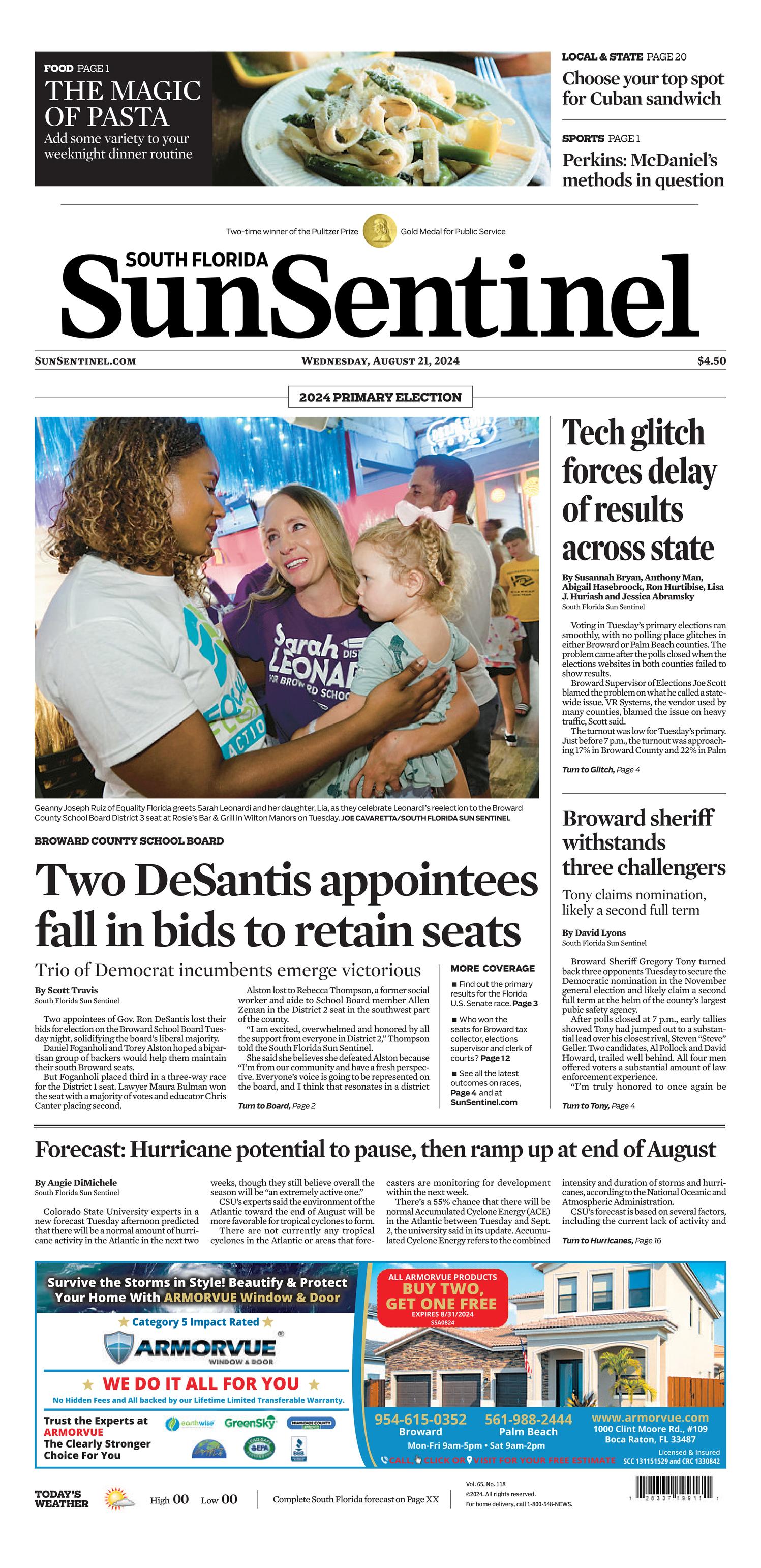 Sun Sentinel Front Page