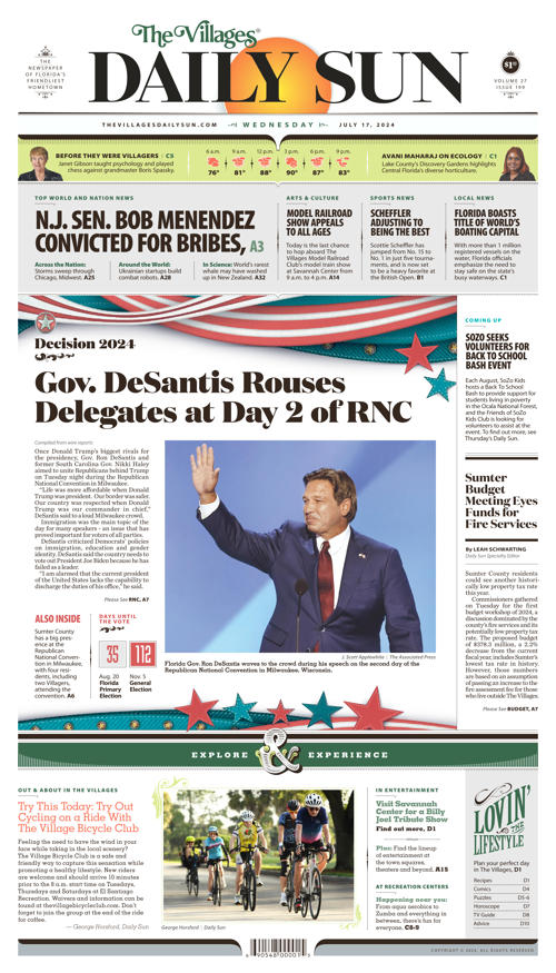 The Villages Daily Sun Front Page