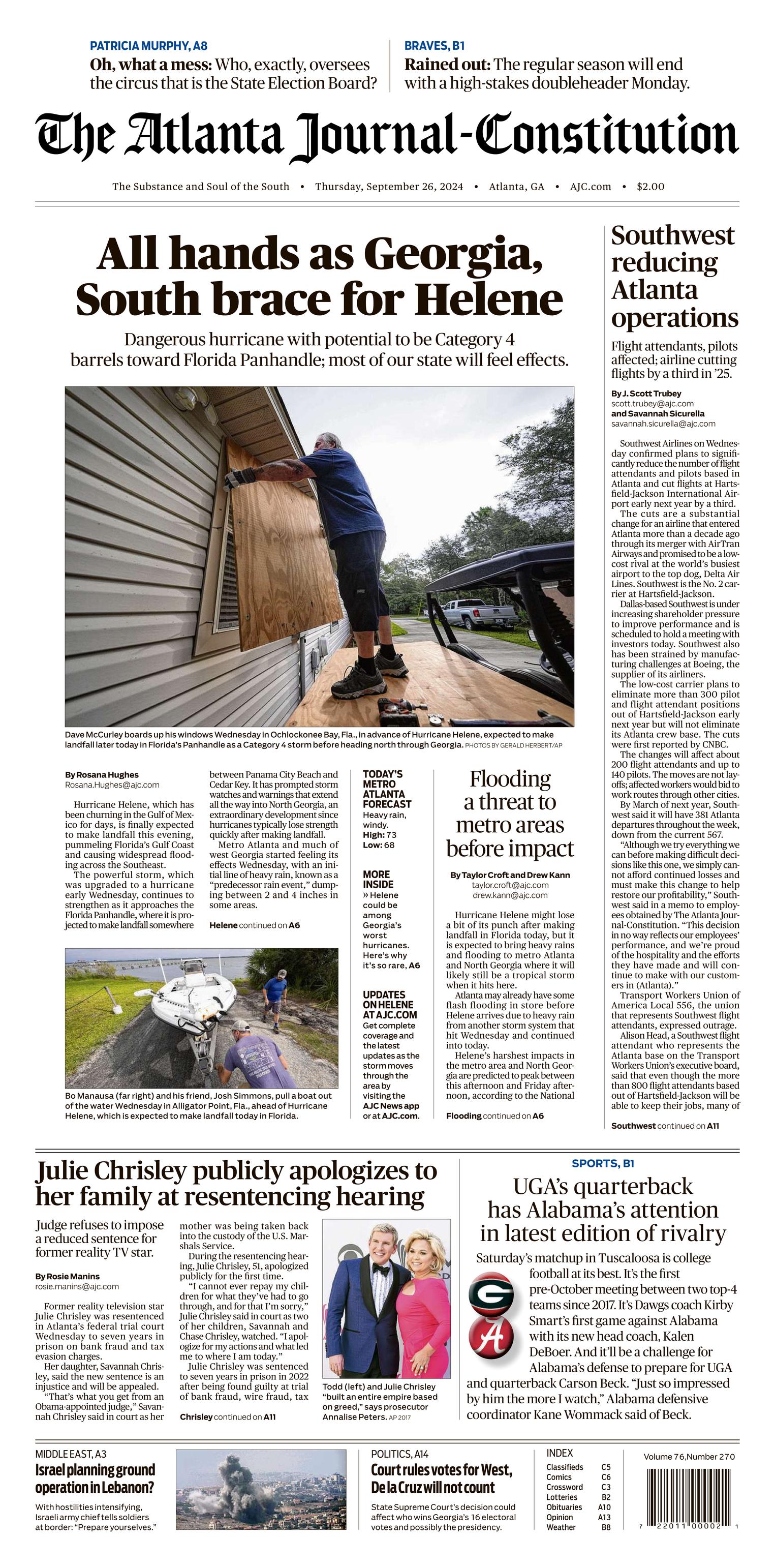 The Atlanta Journal-Constitution Front Page