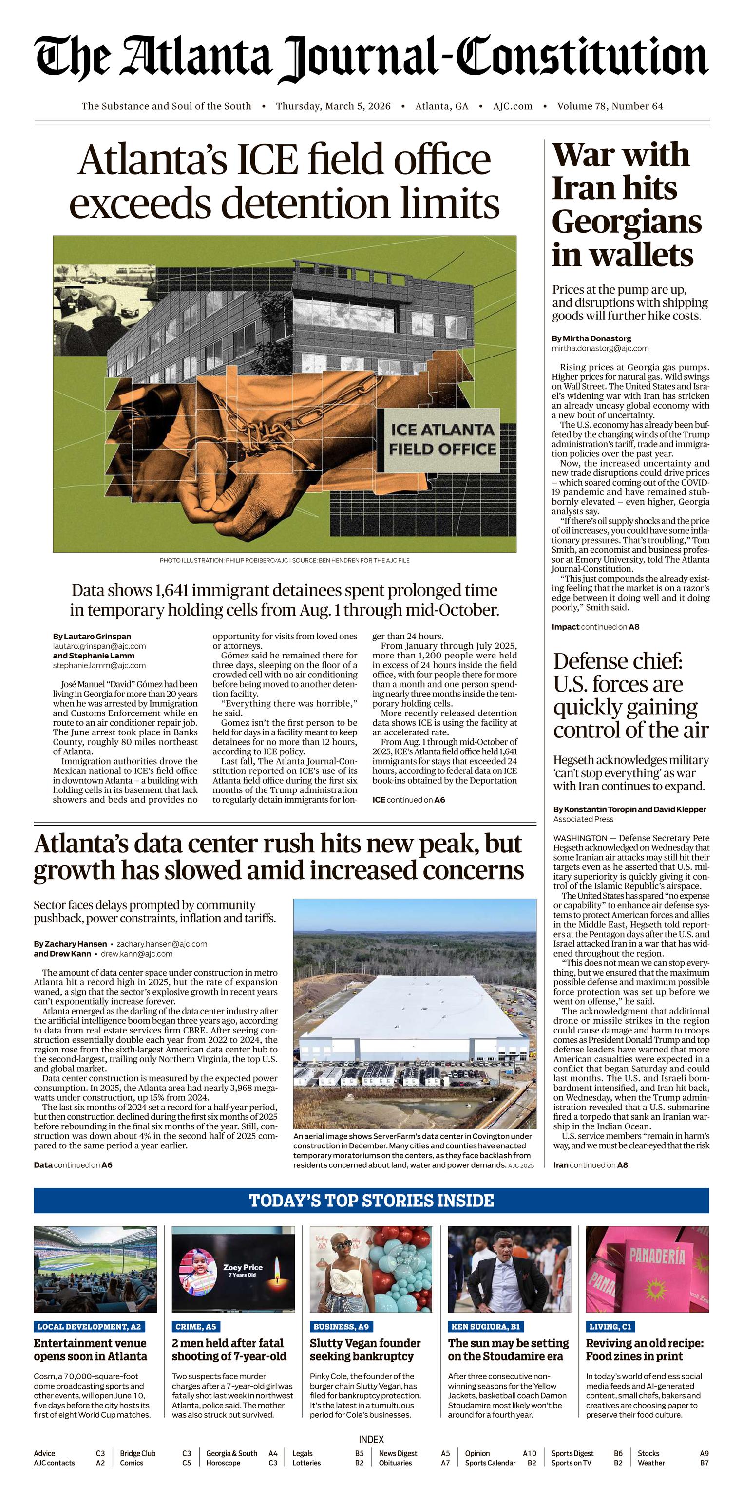 The Atlanta Journal-Constitution Front Page