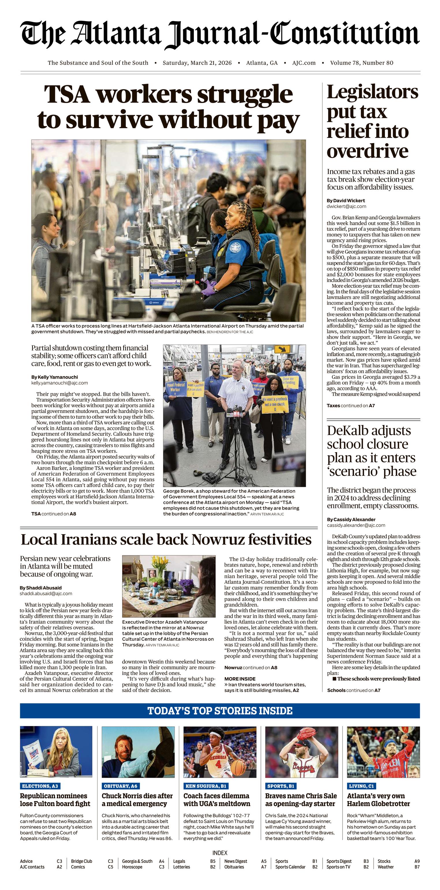 The Atlanta Journal-Constitution Front Page