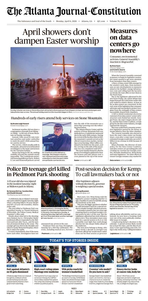 The Atlanta Journal-Constitution Front Page