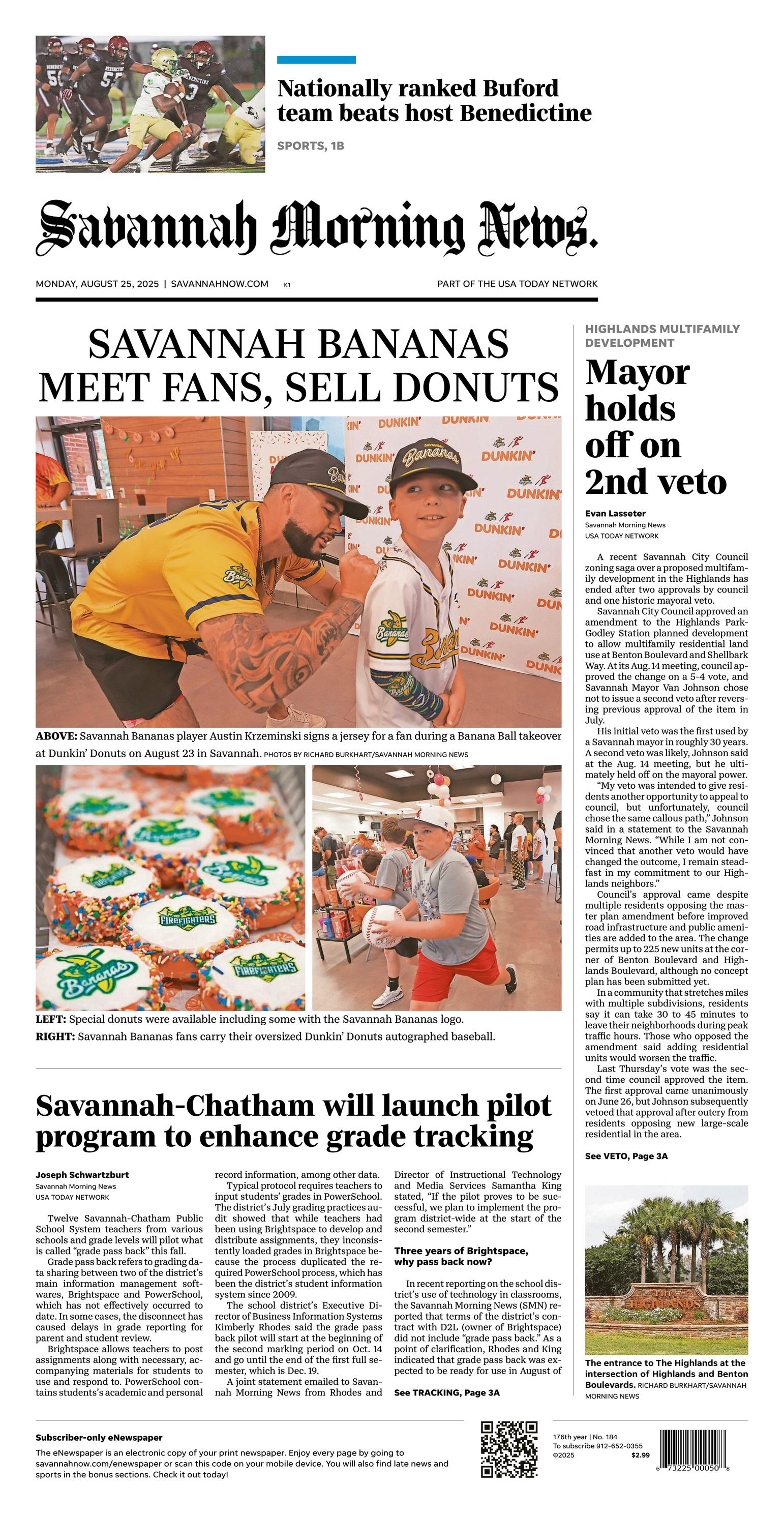 Savannah Morning News Front Page