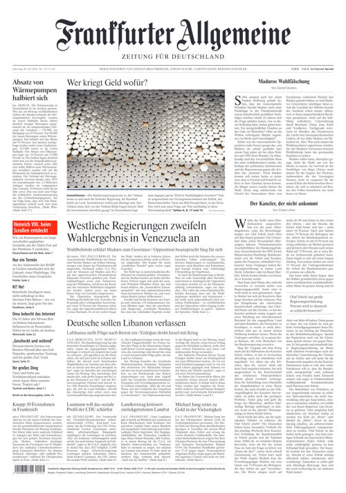 Frankfurter Allgemeine Zeitung Front Page