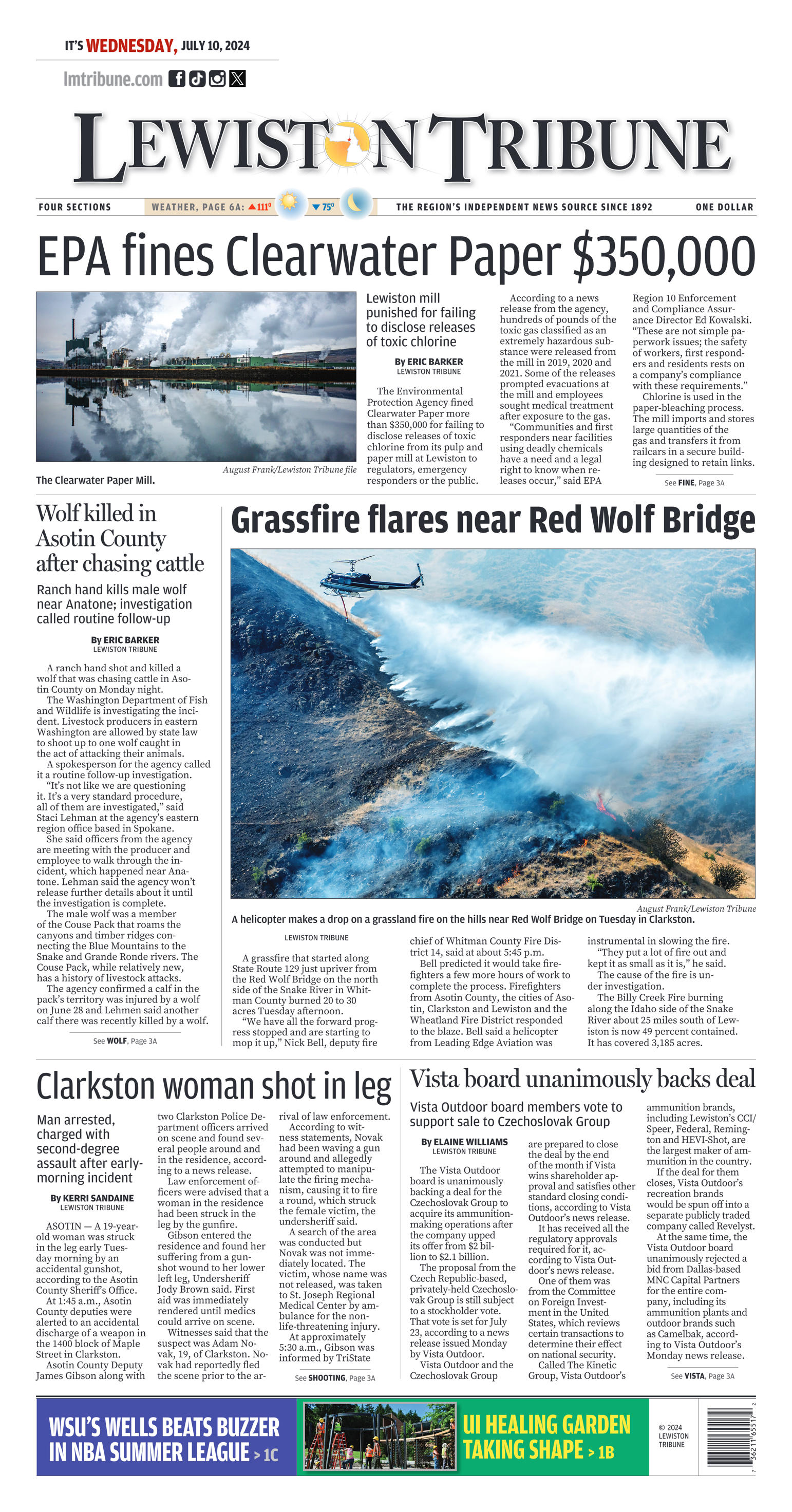 The Lewiston Tribune Front Page