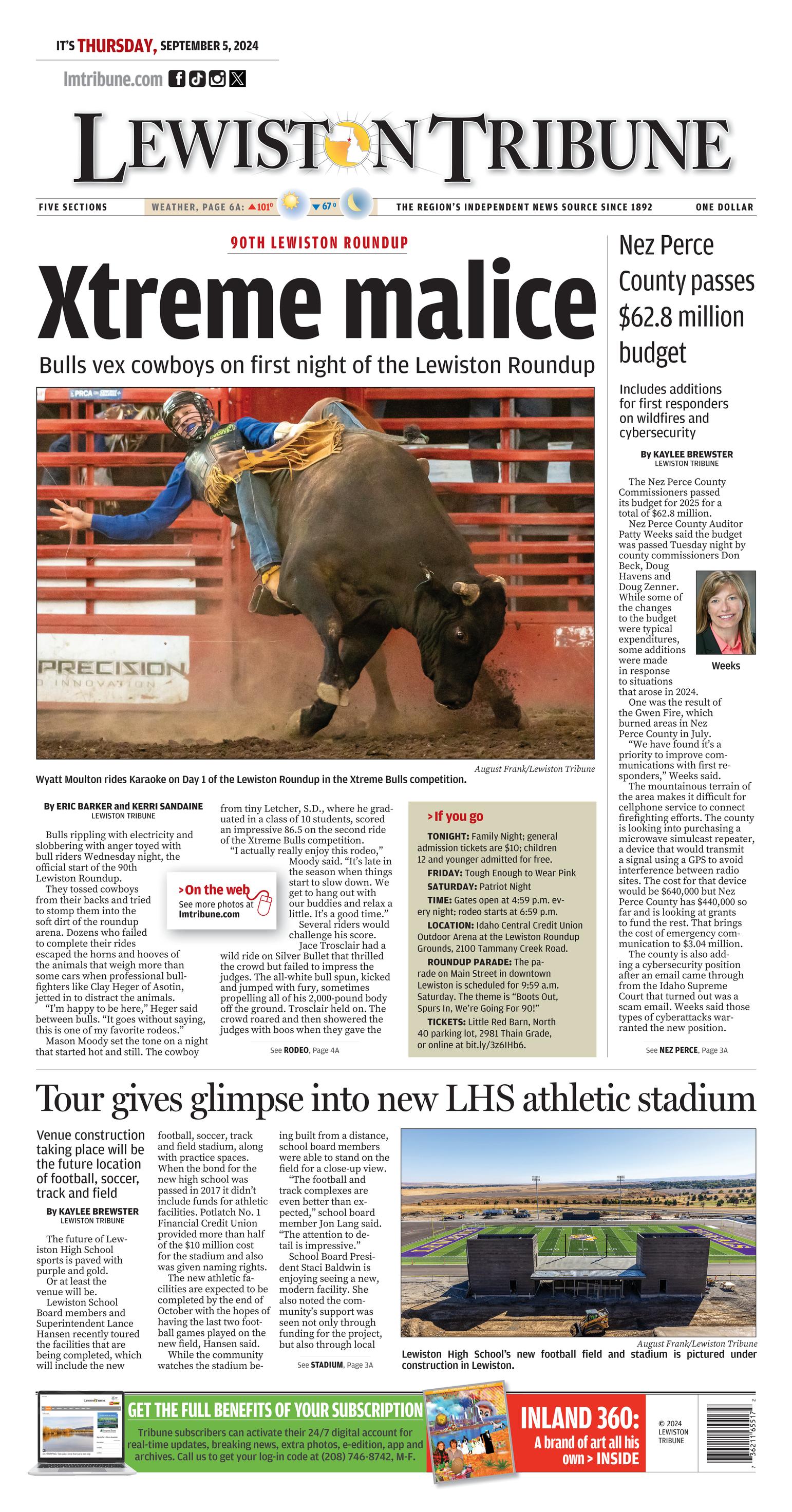 The Lewiston Tribune Front Page