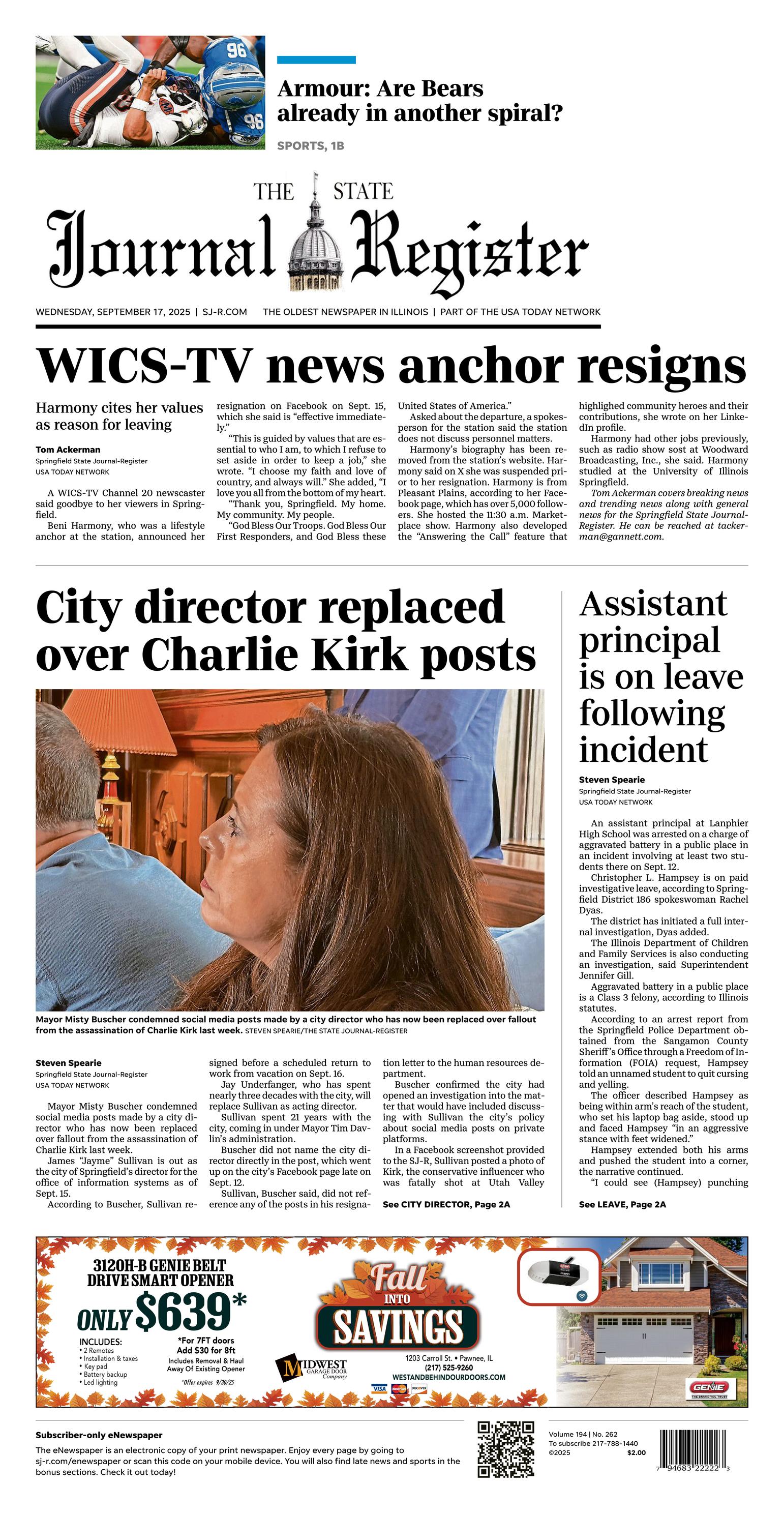The State Journal Register Front Page