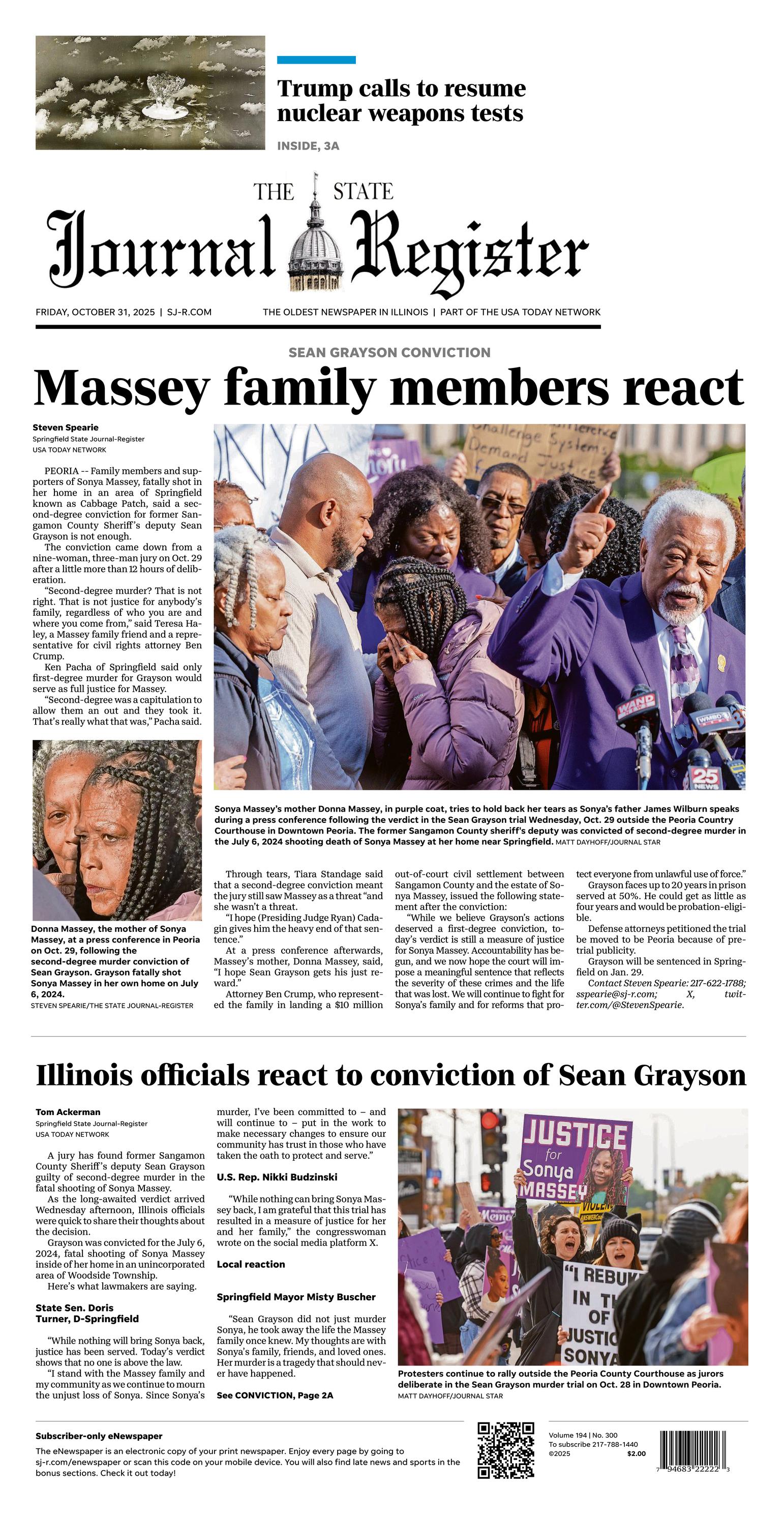 The State Journal Register Front Page