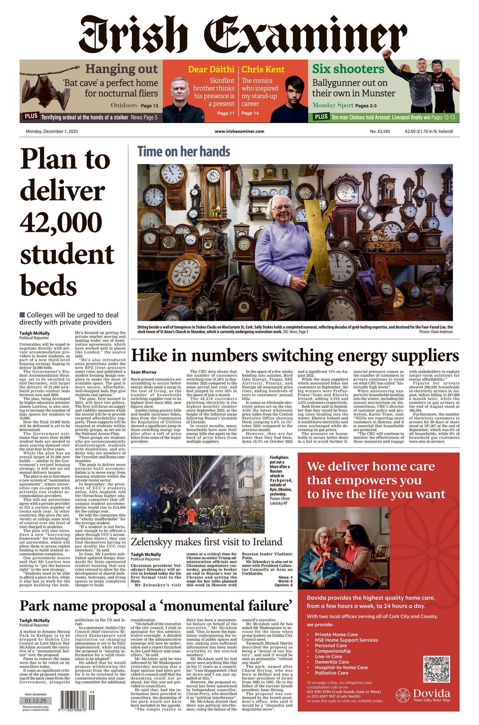 Irish Examiner Front Page