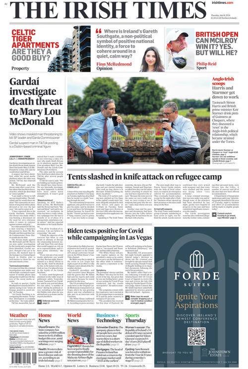 Irish Times Front Page