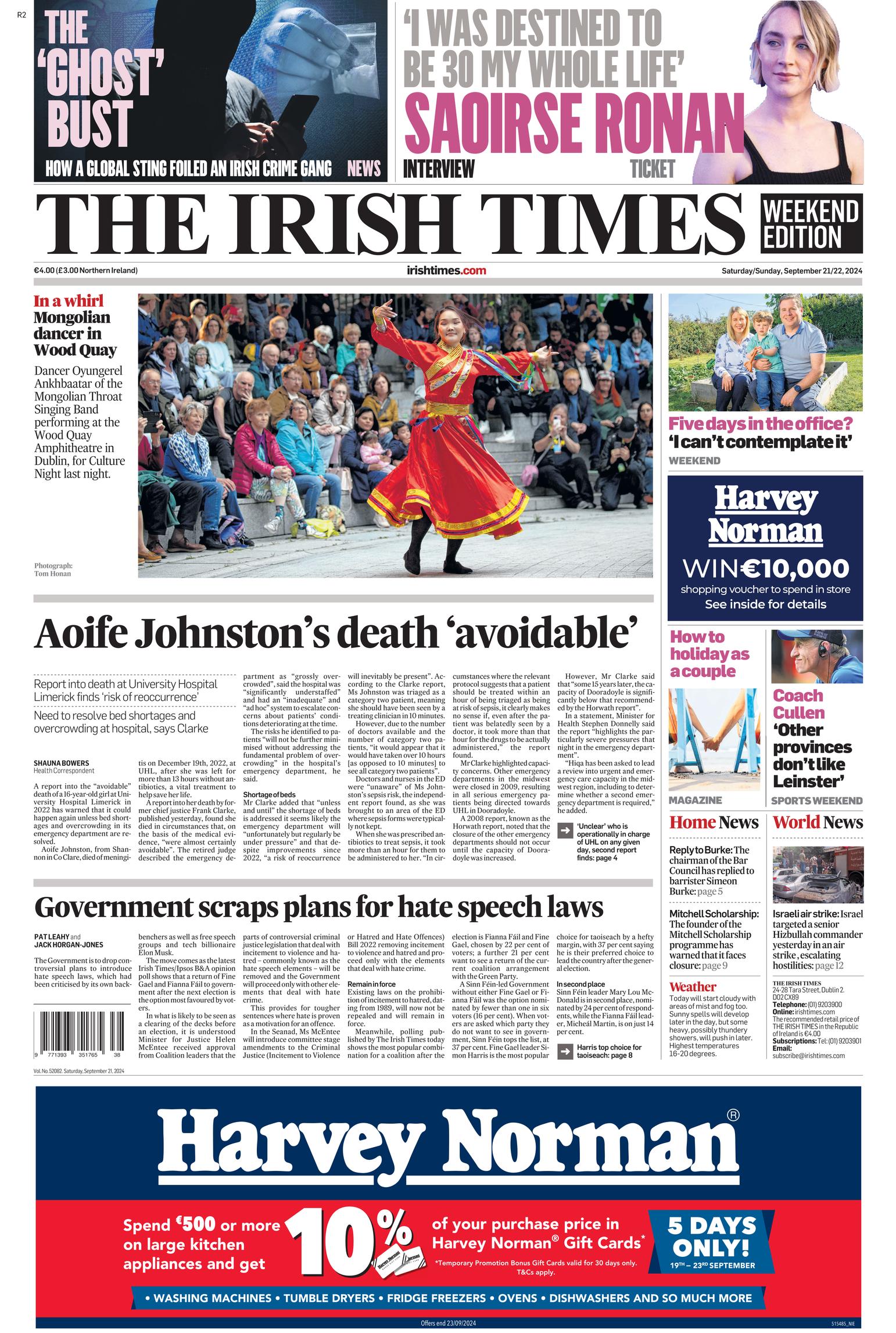Irish Times Front Page