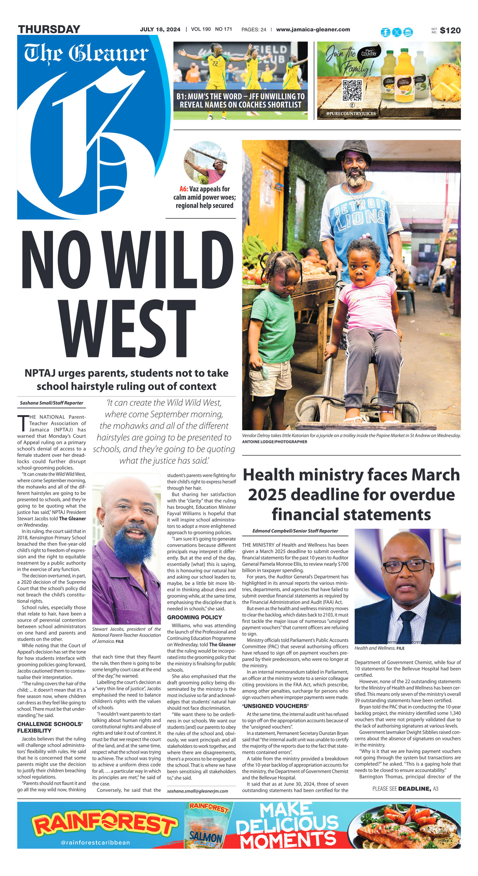 The Gleaner Front Page