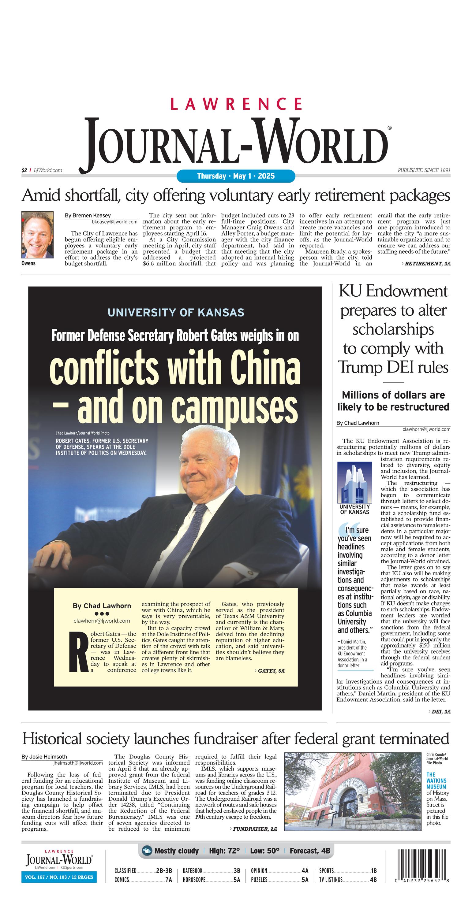 Lawrence Journal-World Front Page