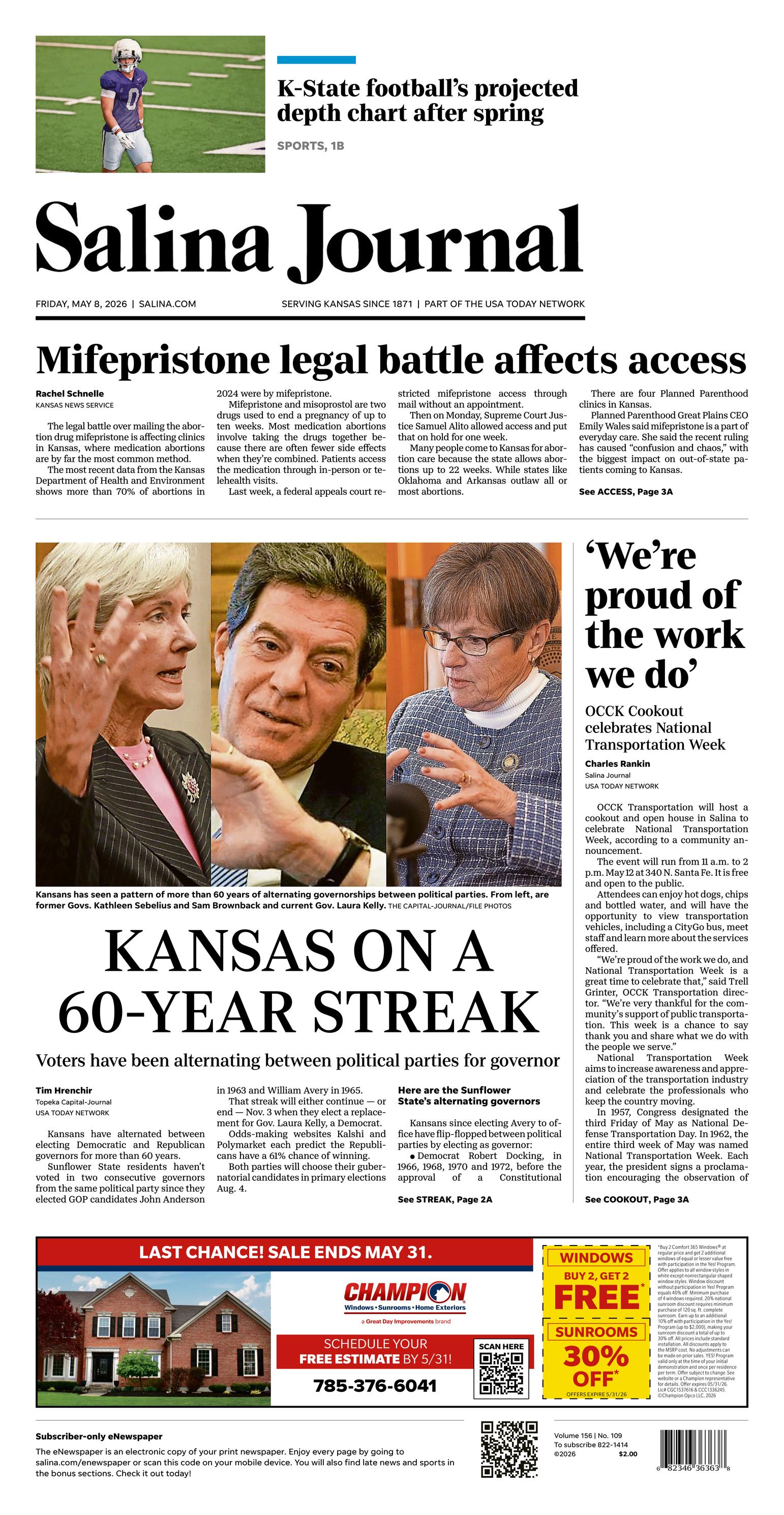Salina Journal Front Page