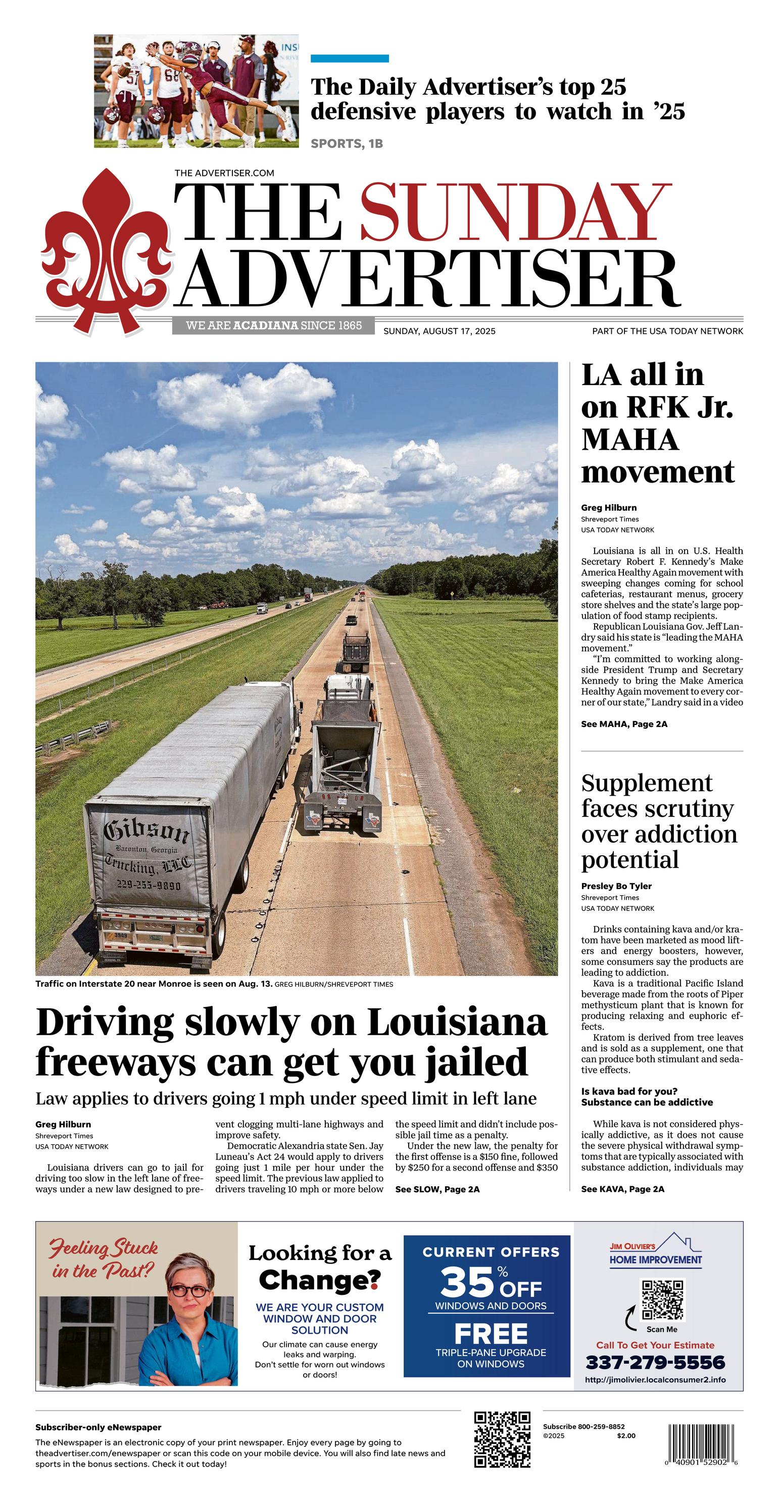 The Daily Advertiser Front Page