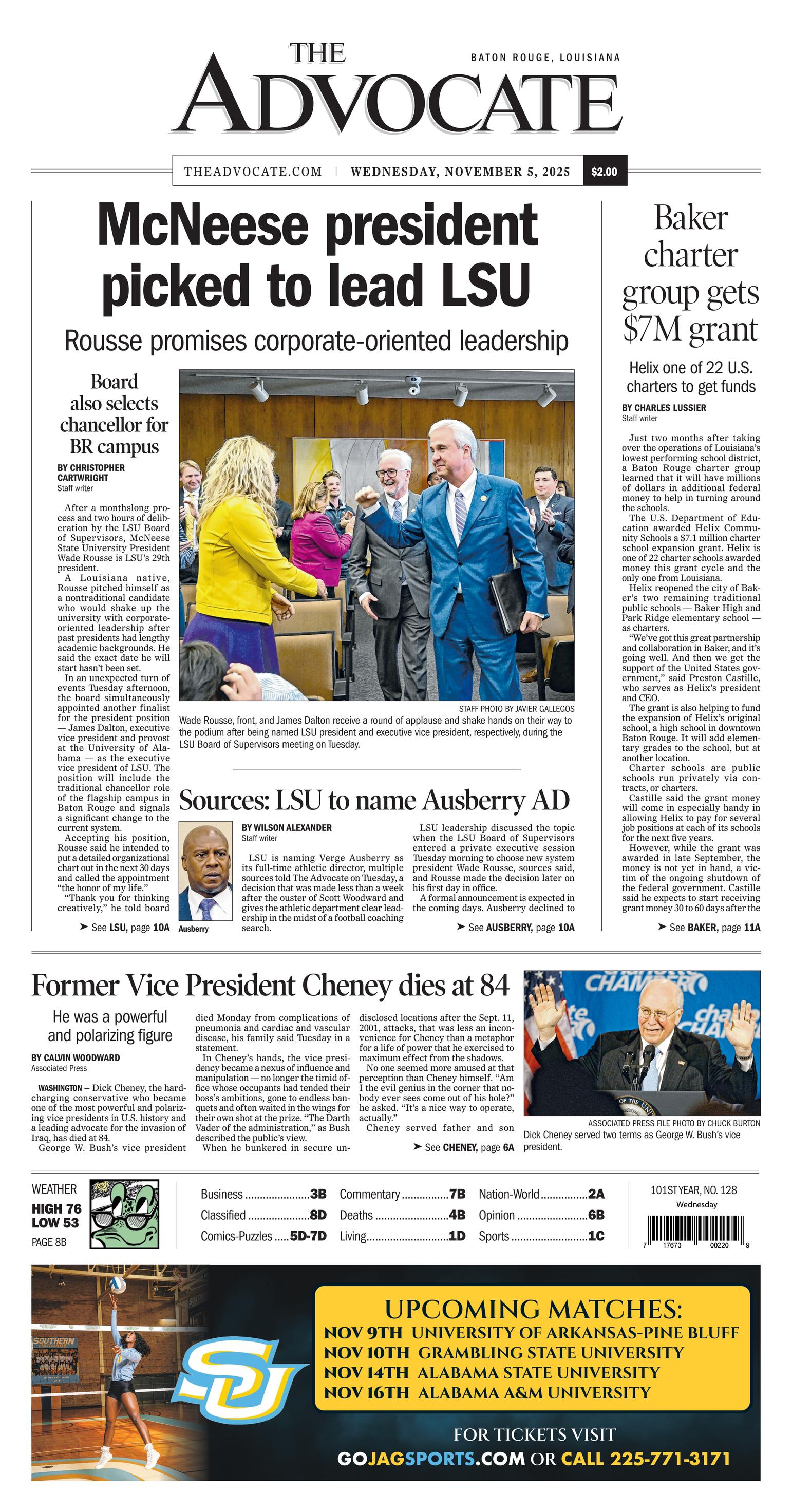 The Advocate Front Page