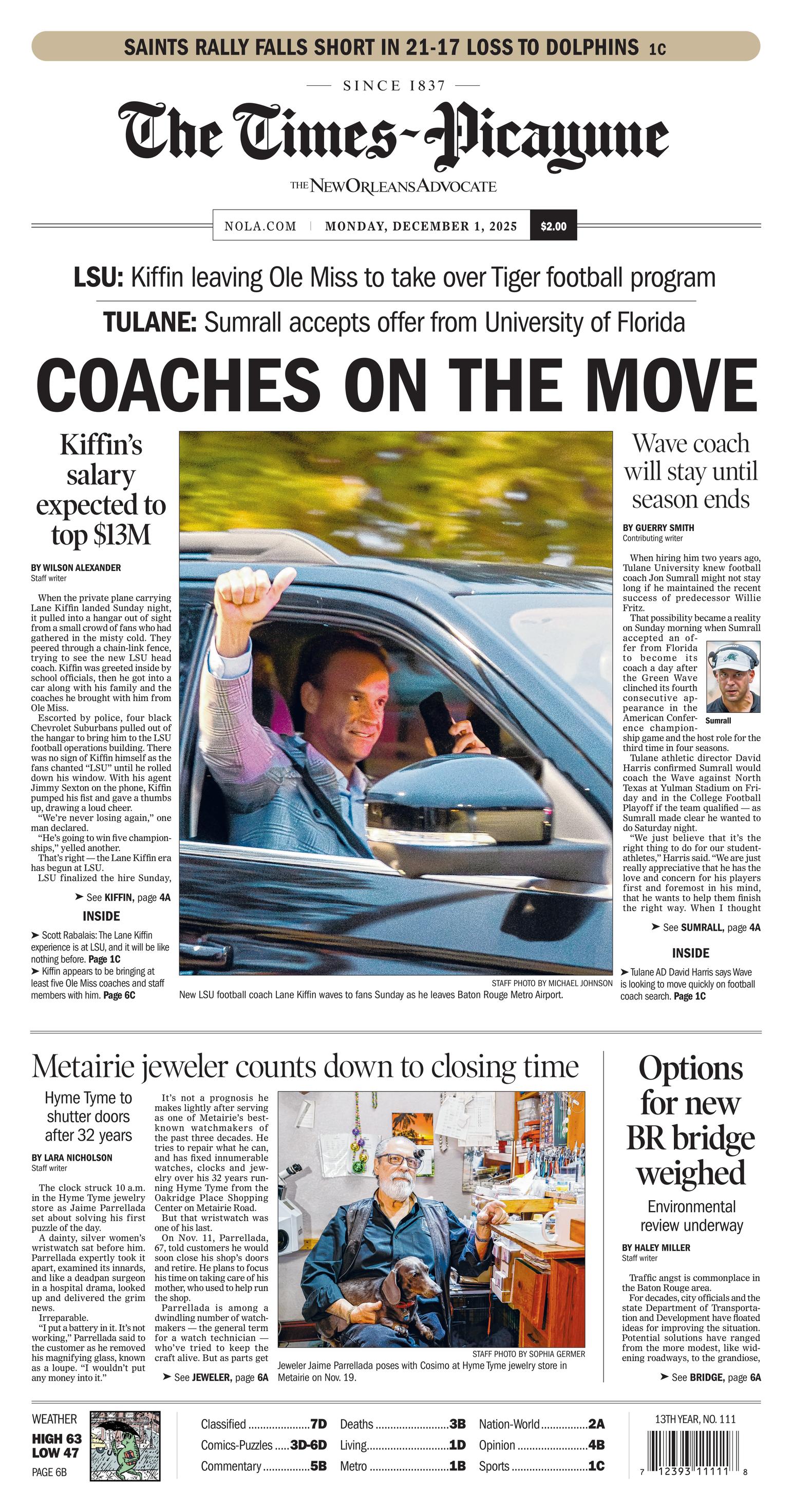 The Times-Picayune/The New Orleans Advocate Front Page