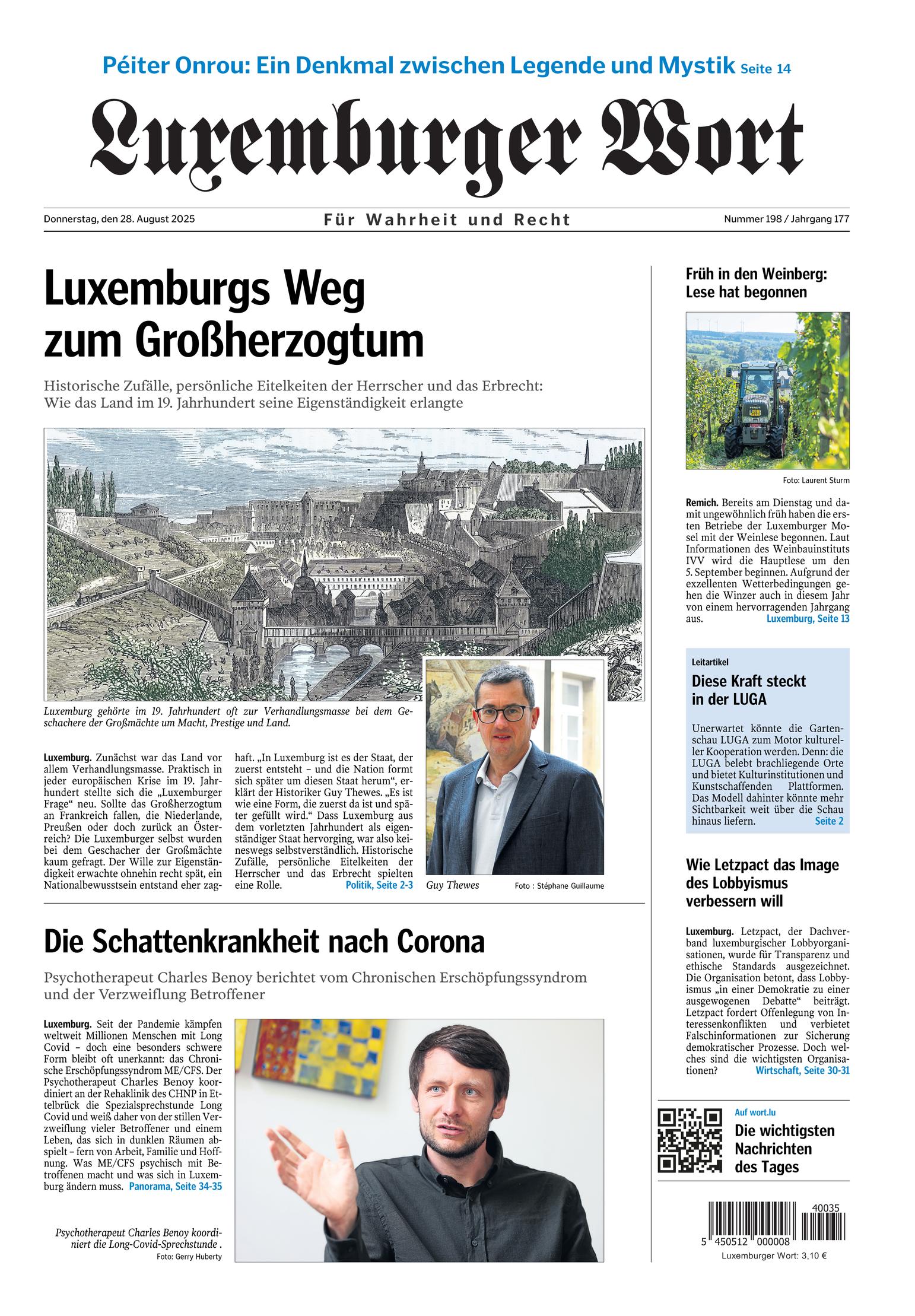 Luxemburger Wort Front Page